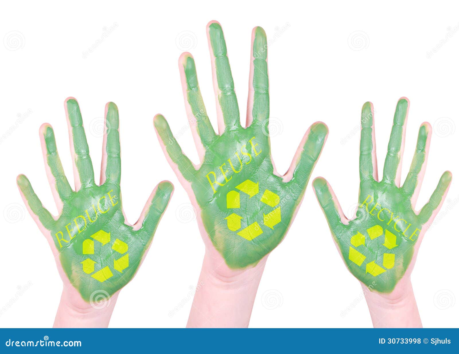 El Verde Pintado Recicla Las Manos Foto de archivo - Imagen de recicle ...