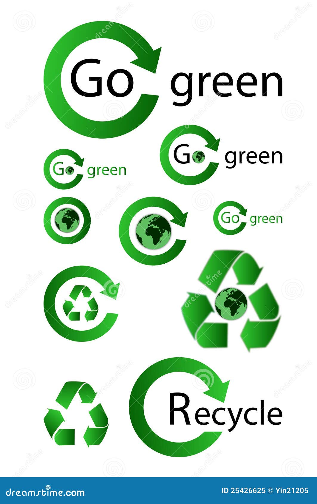 El verde recicla iconos ilustración del vector. Ilustración de recicle ...