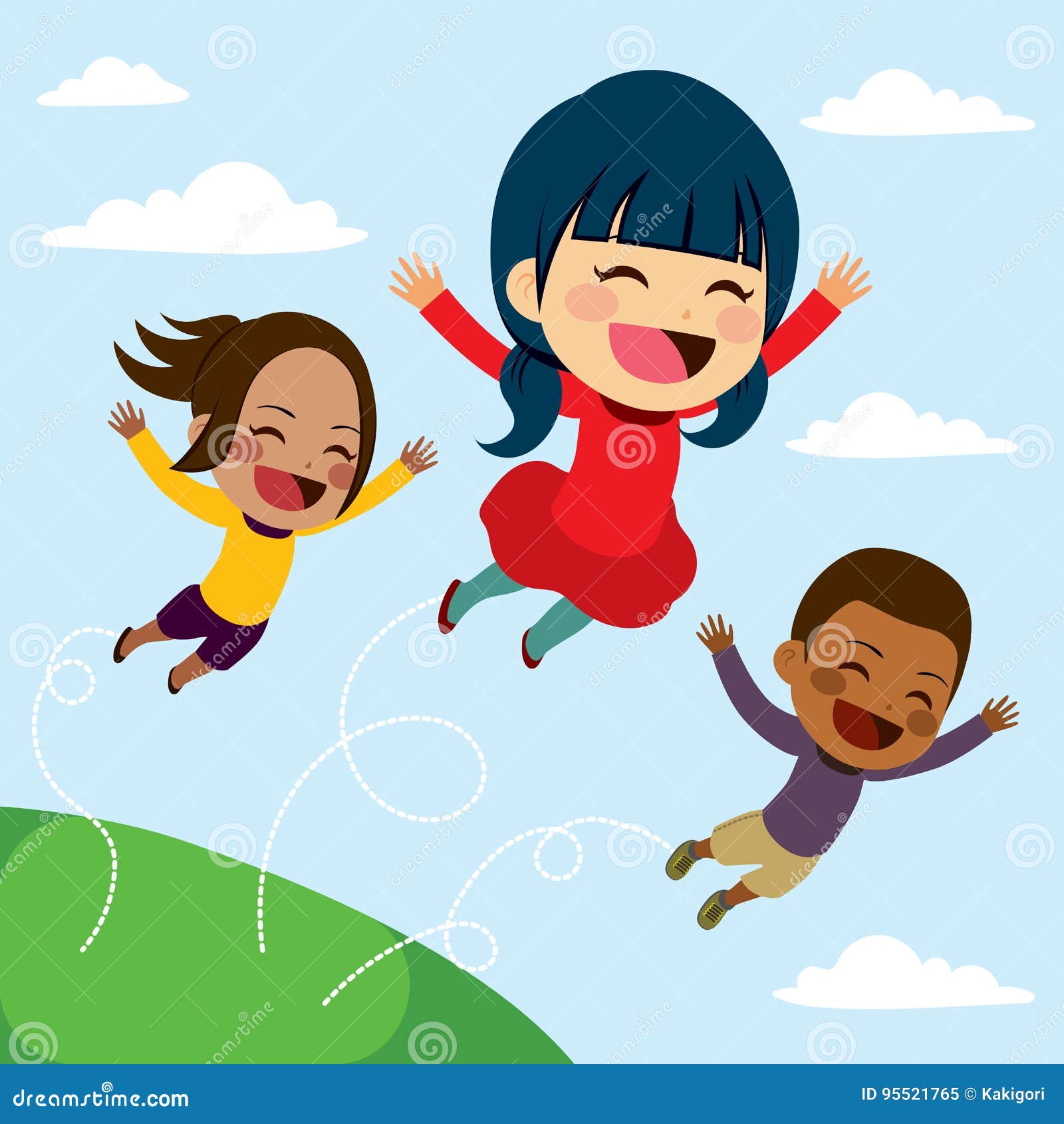 El volar de los niños ilustración del vector. Ilustración de feliz ...