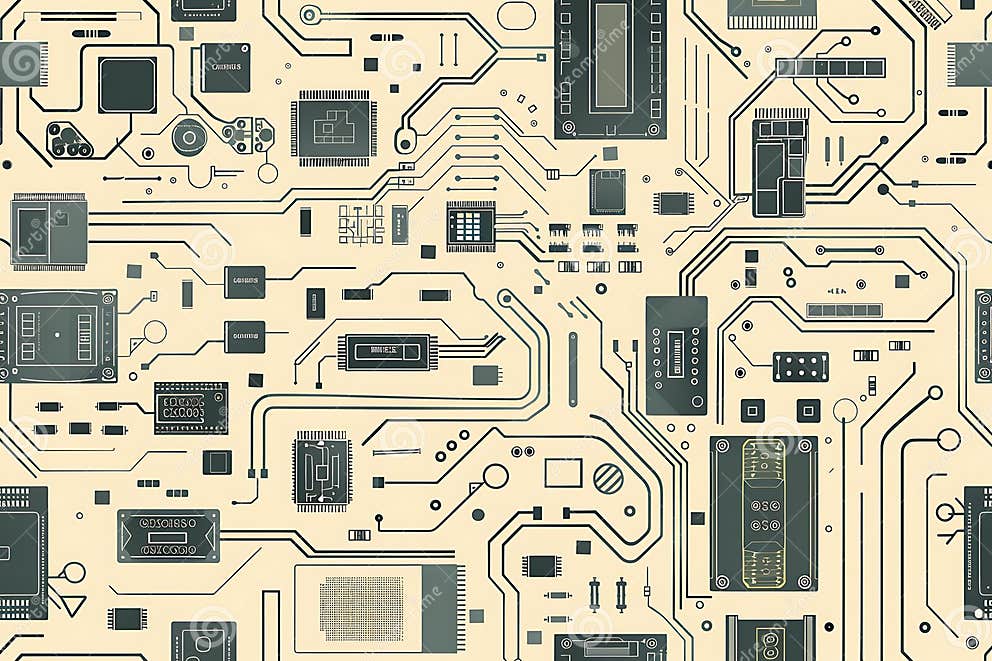 AI Art of Intricate Circuit Board Design Stock Illustration ...