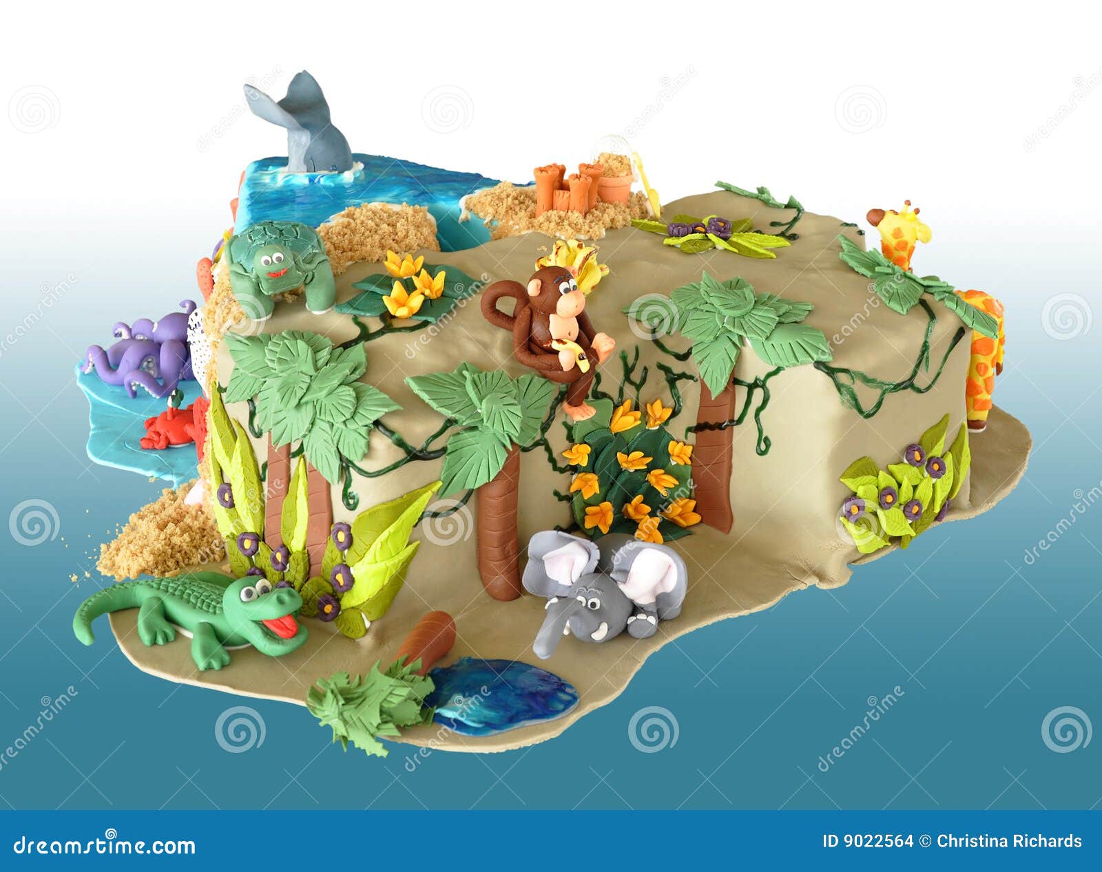Elaborate birthday cake stock photo. Image of alligator - 9022564