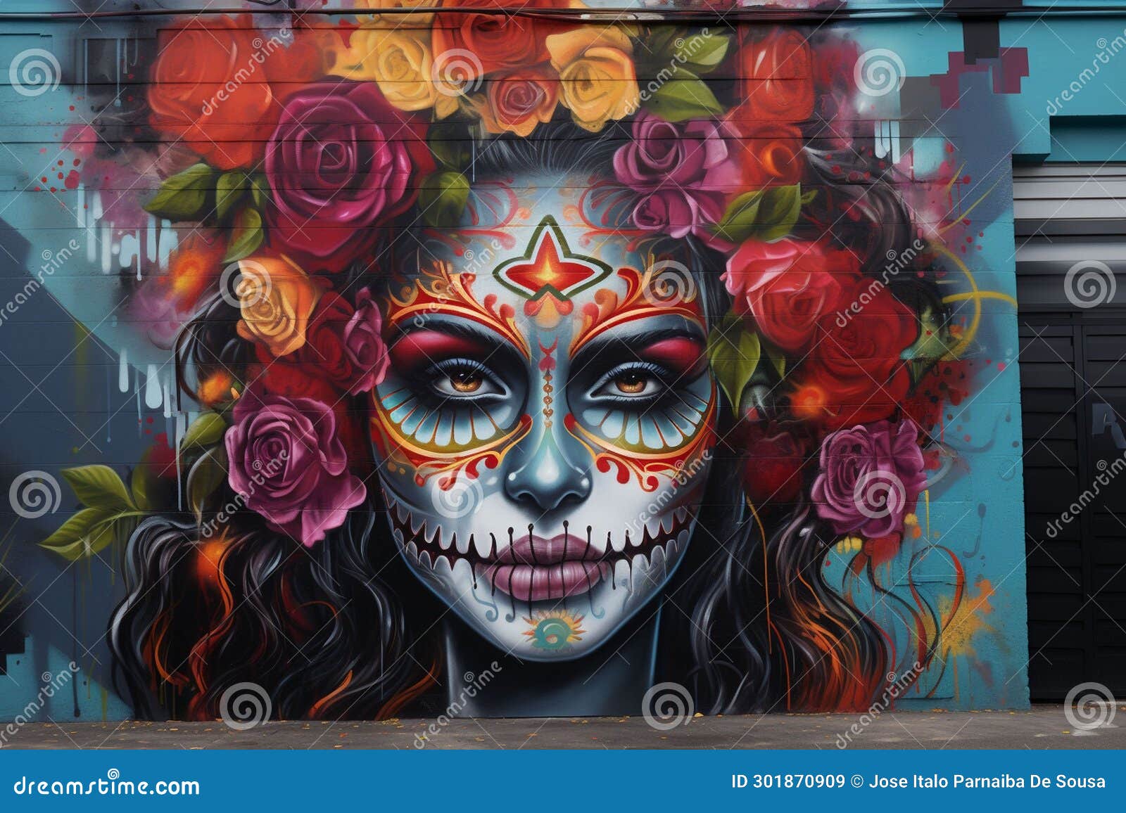 Elaborate Day Of The Dead Street Art Mural Royalty-Free Stock Image ...