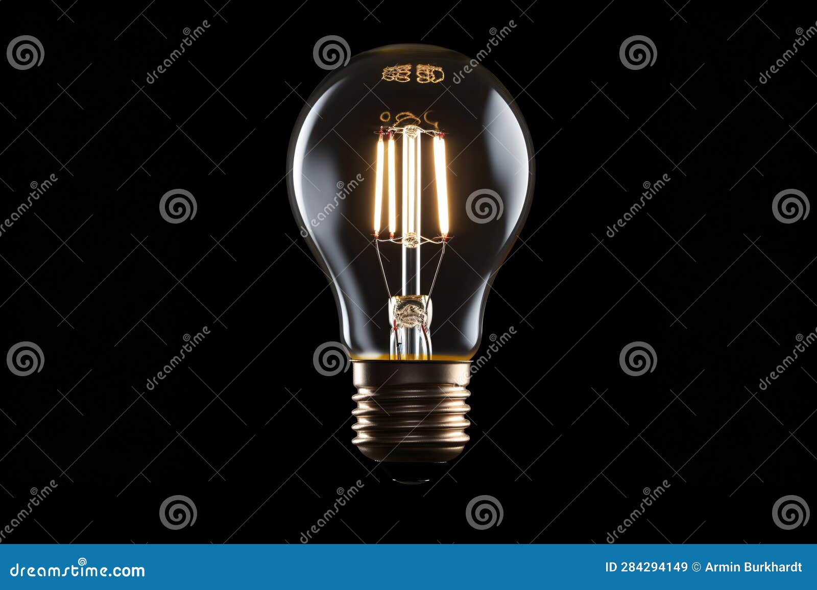 Elaborate Light Bulb On Black Background Stock Photography ...
