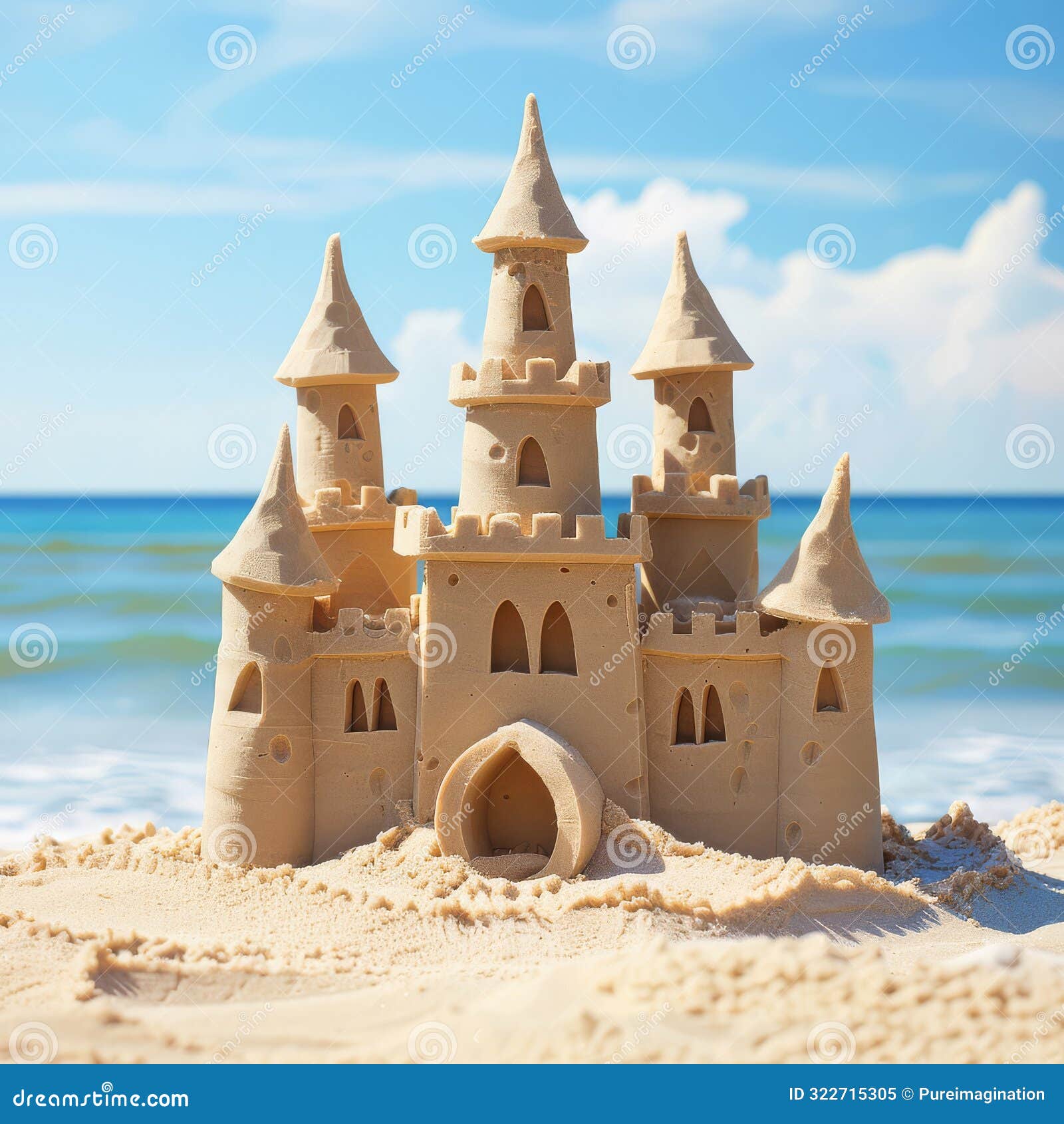 Elaborate Sand Structures Rise Along The Coastal Shores.AI Generated ...