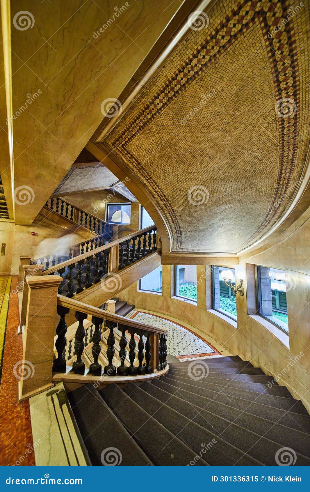 Elaborate Winding Staircases with Multiple Levels and Curved Wall with ...