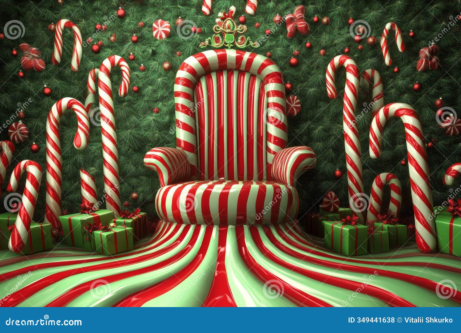 Elaborately Designed, the Candy Cane Throne Backdrop Features a ...