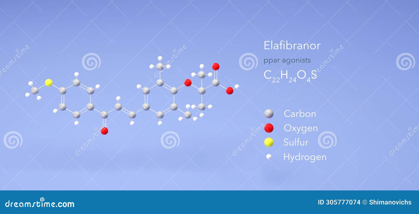 Elafibranor Molecule, Molecular Structures, Gft505, 3d Model ...