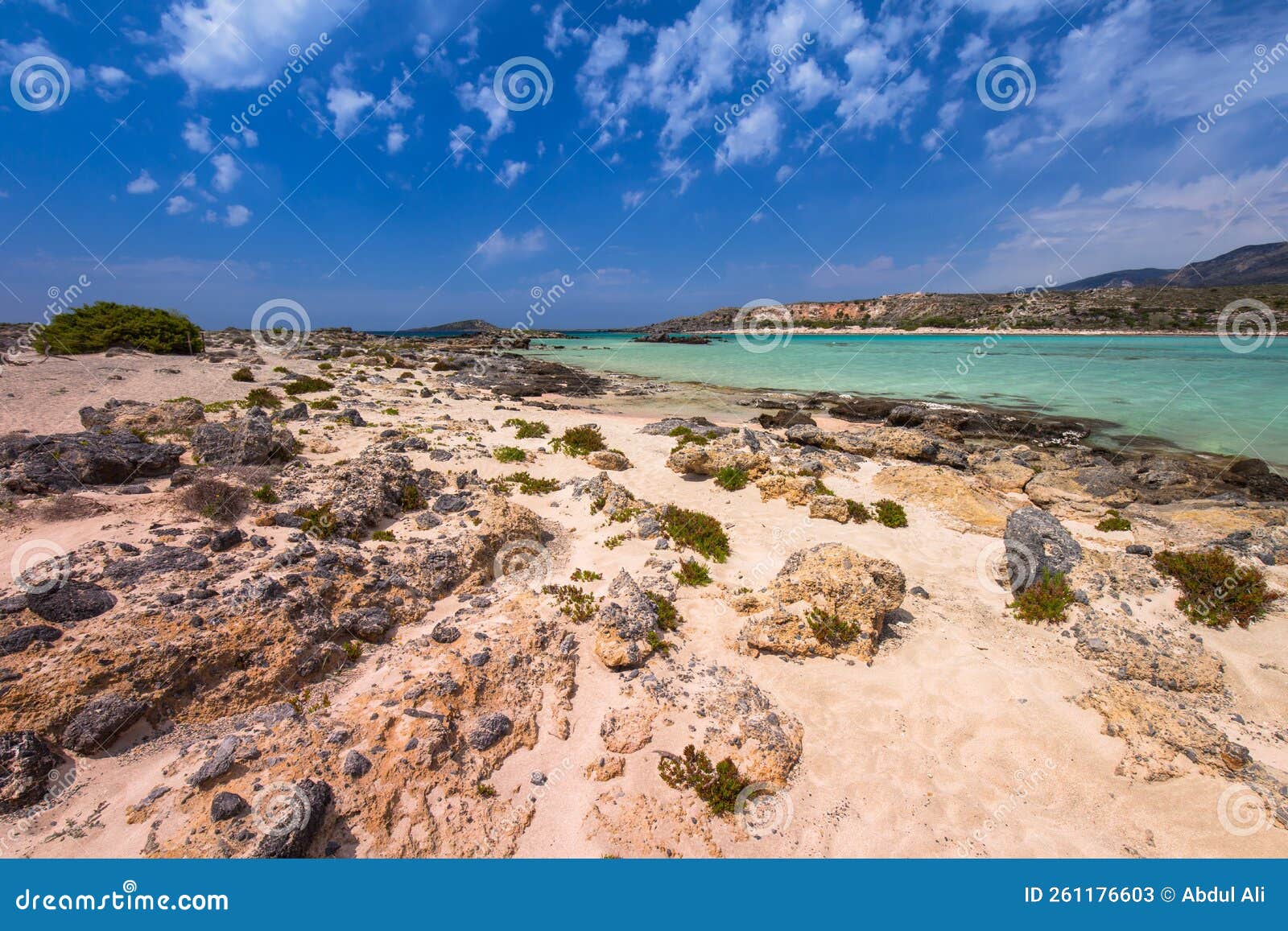 Elafonissi Beach with Pink Sand on Crete Stock Image - Image of horizon ...