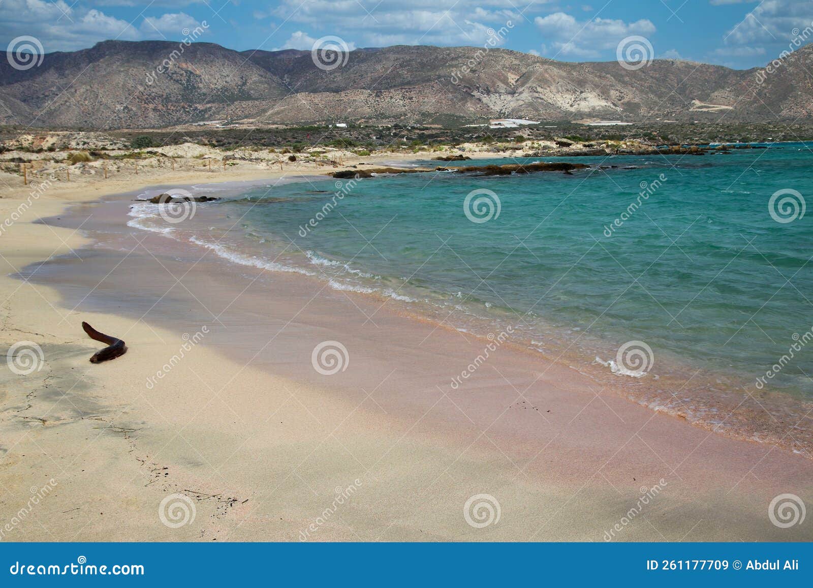 Elafonissi Beach with Pink Sand on Crete Stock Image - Image of cove ...