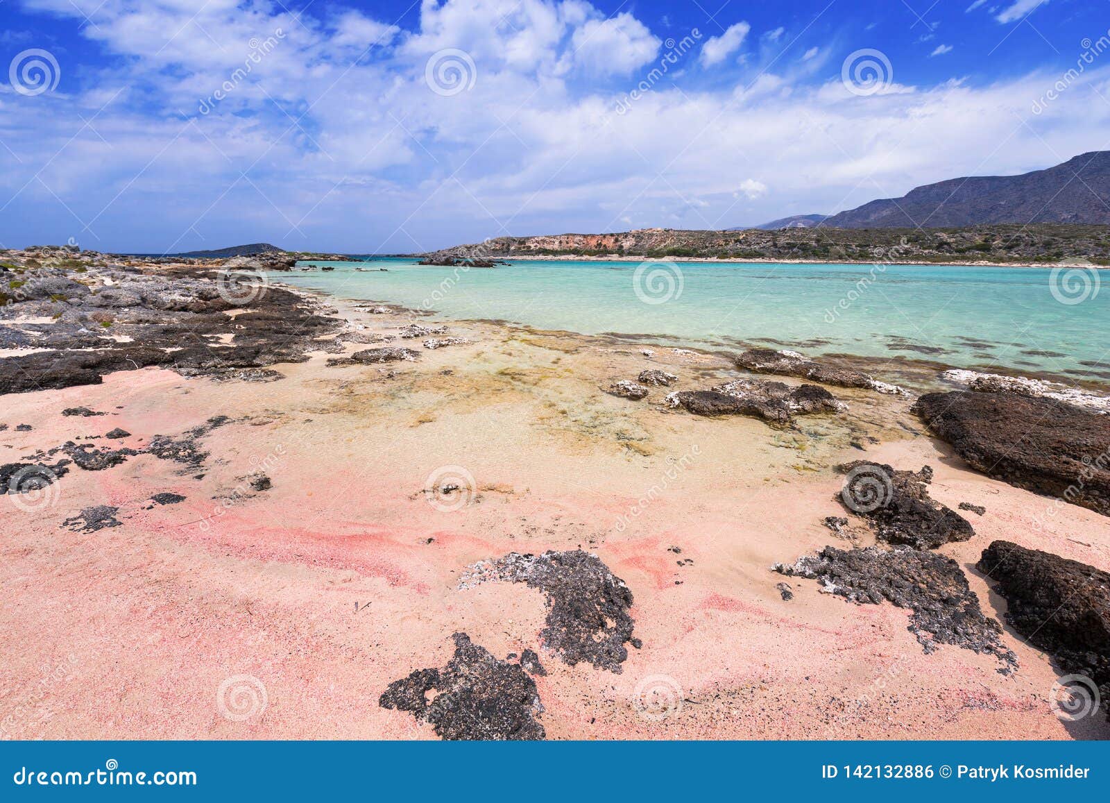 Elafonissi Beach with Pink Sand on Crete, Greece Stock Photo - Image of ...
