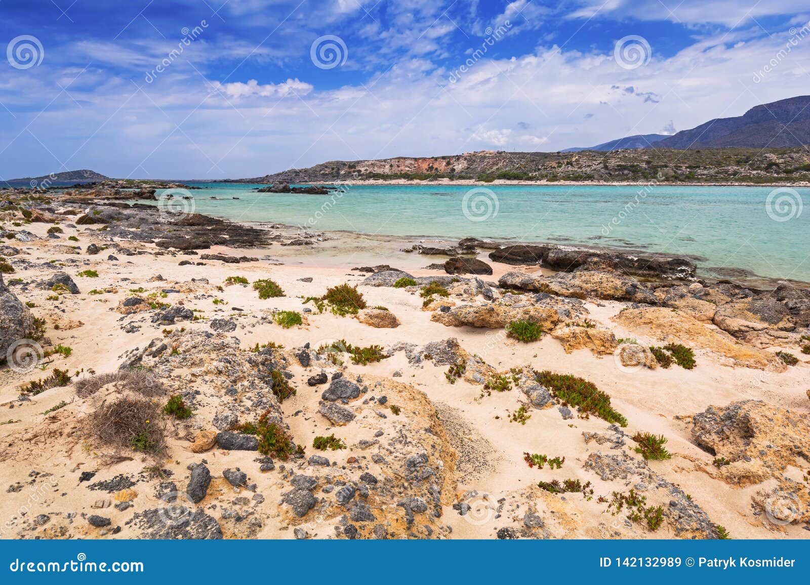 Elafonissi Beach with Pink Sand on Crete, Greece Stock Image - Image of ...