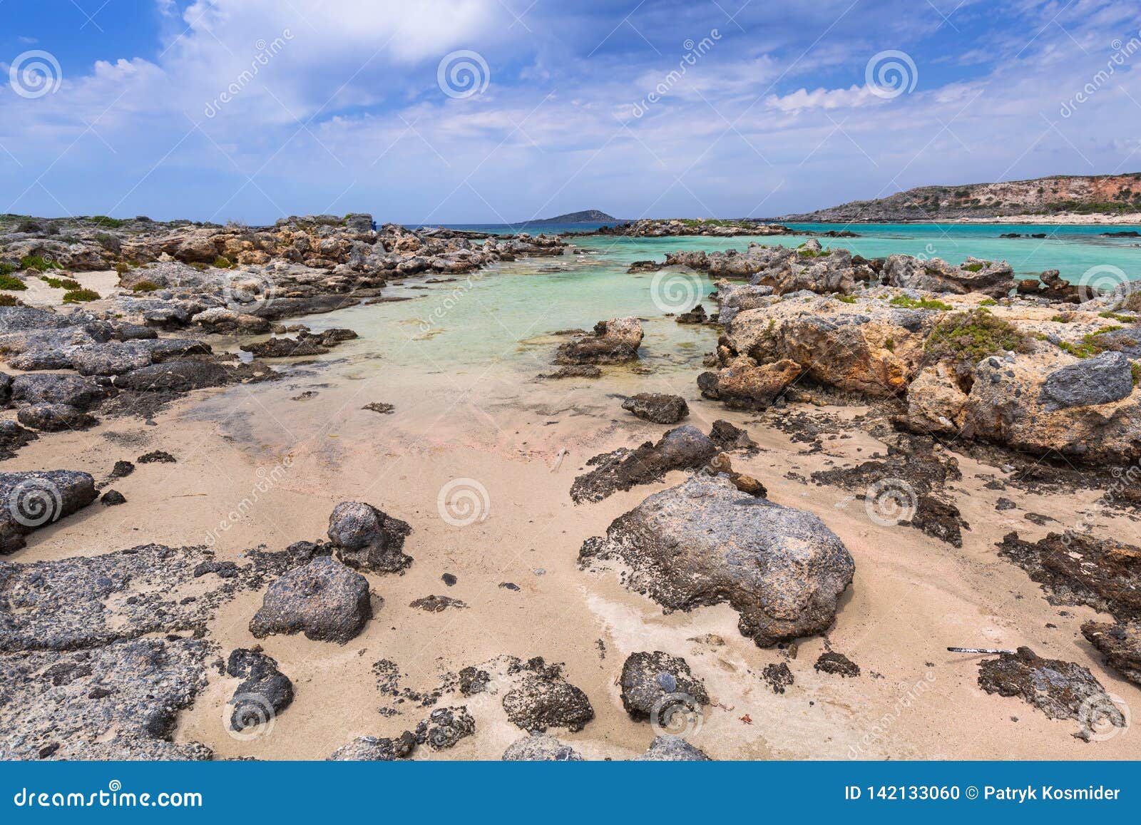 Elafonissi Beach with Pink Sand on Crete, Greece Stock Photo - Image of ...