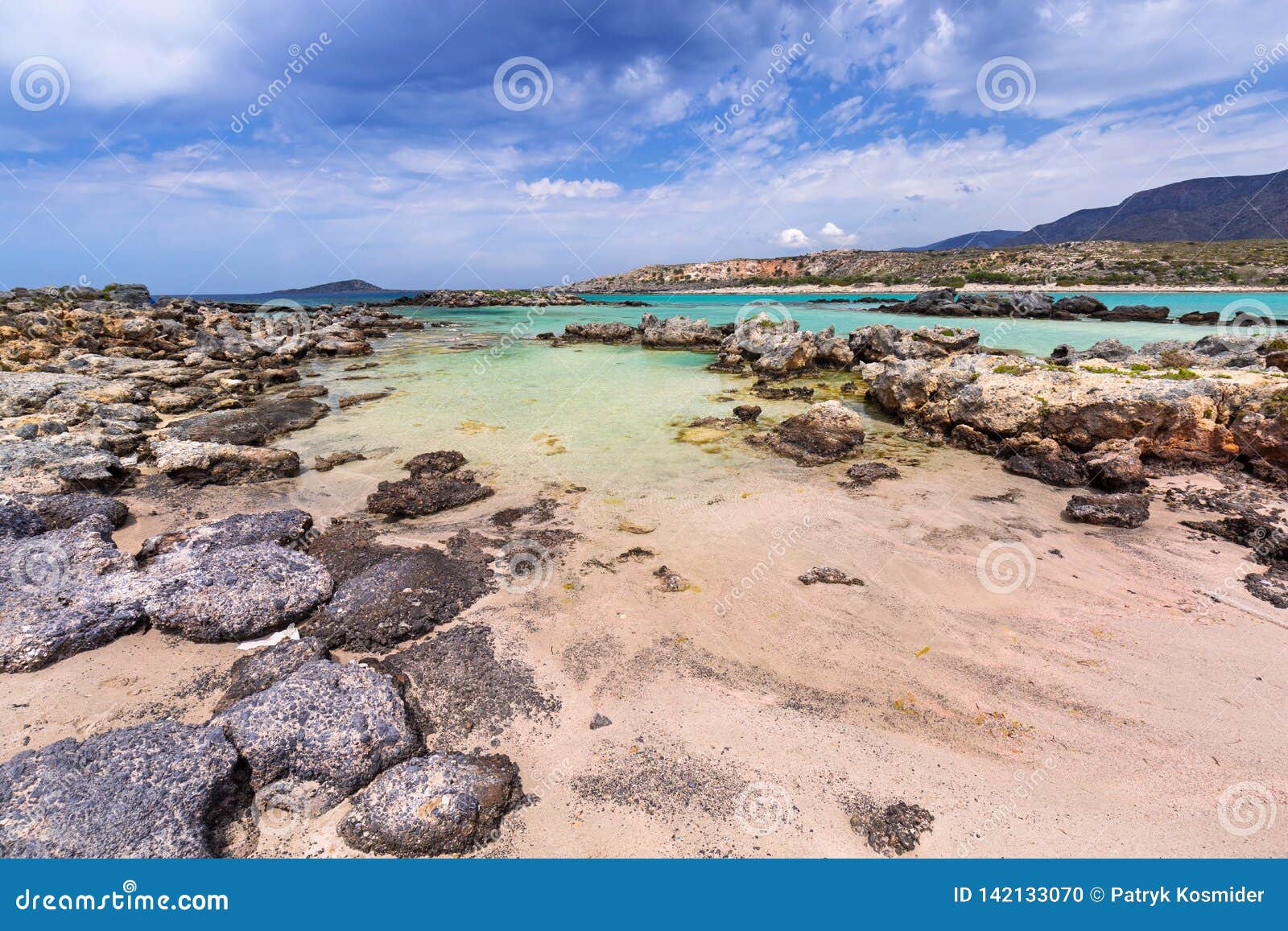 Elafonissi Beach with Pink Sand on Crete, Greece Stock Photo - Image of ...