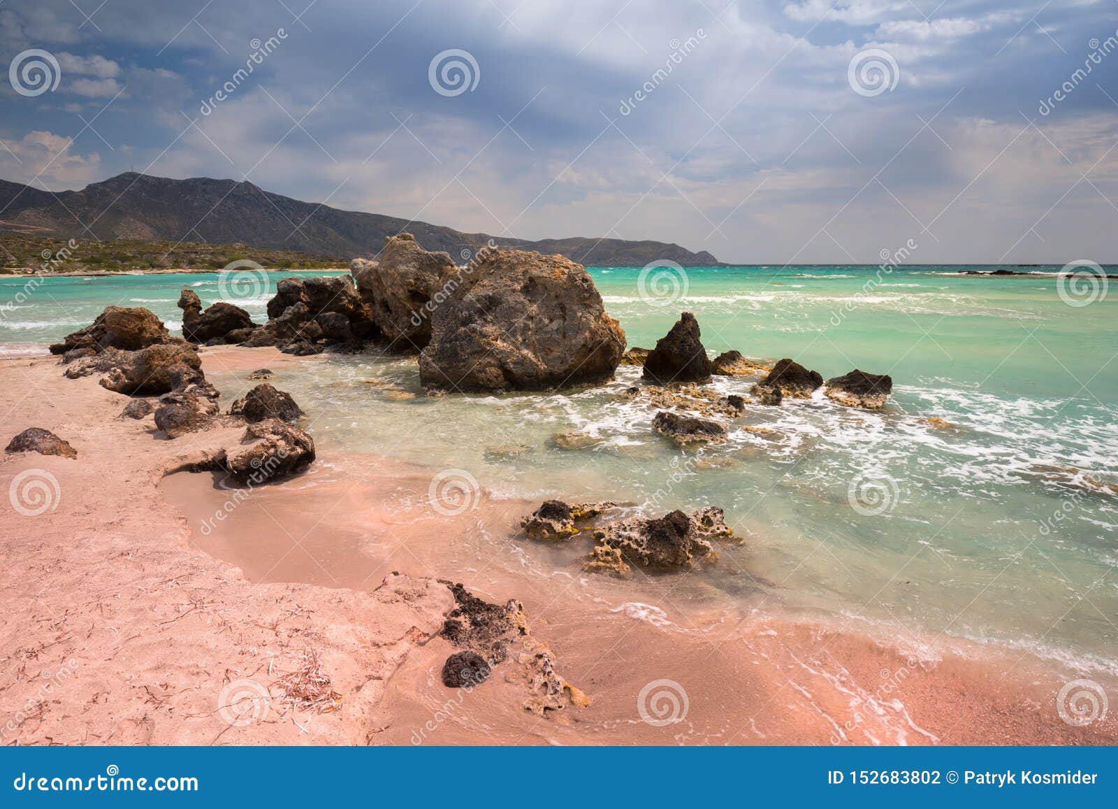 Elafonissi Beach with Pink Sand on Crete, Greece Stock Photo - Image of ...
