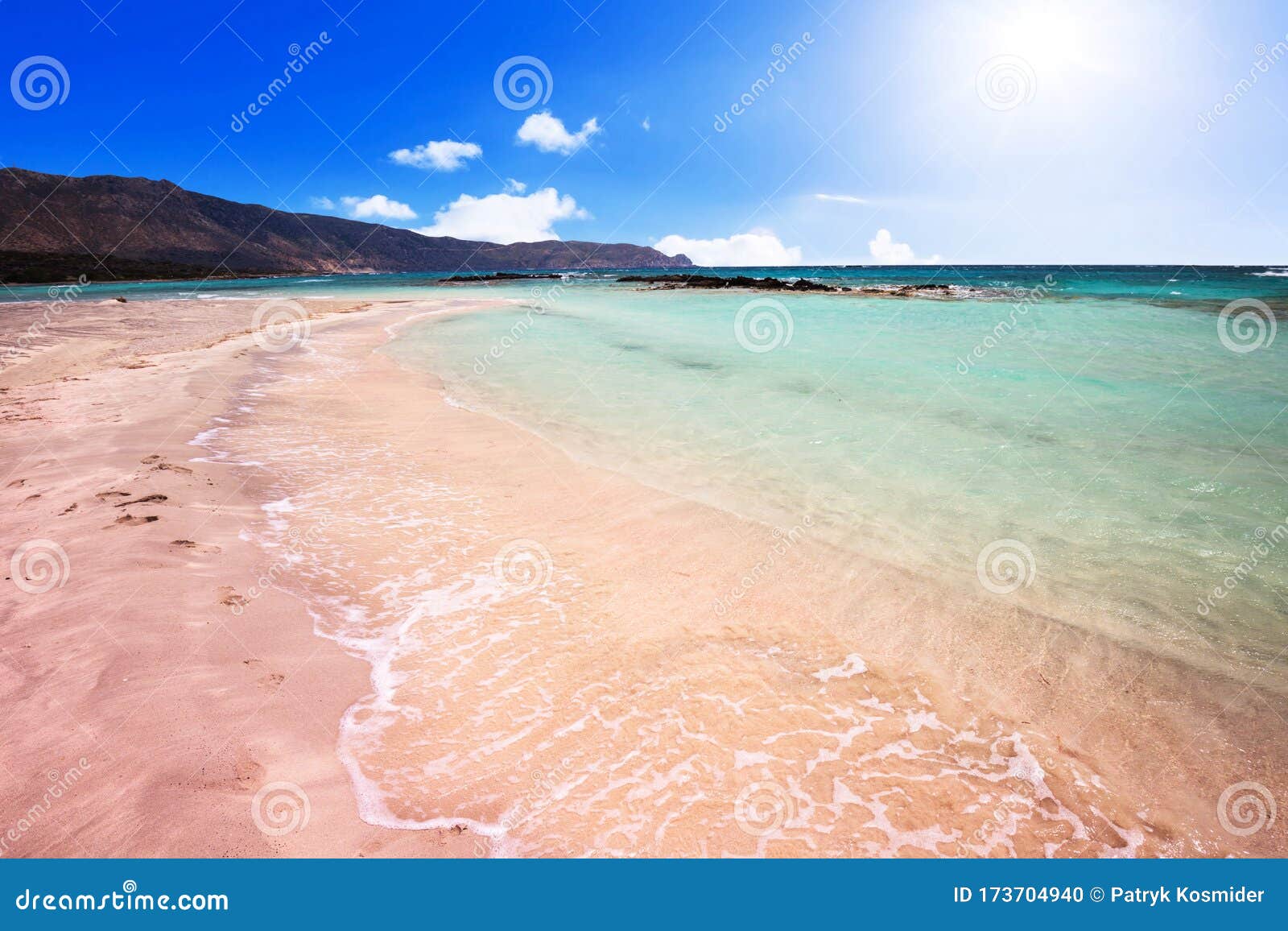 Elafonissi Beach with Pink Sand on Crete, Greece Stock Photo - Image of ...