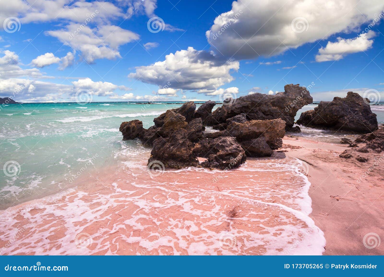 Elafonissi Beach with Pink Sand on Crete, Greece Stock Image - Image of ...