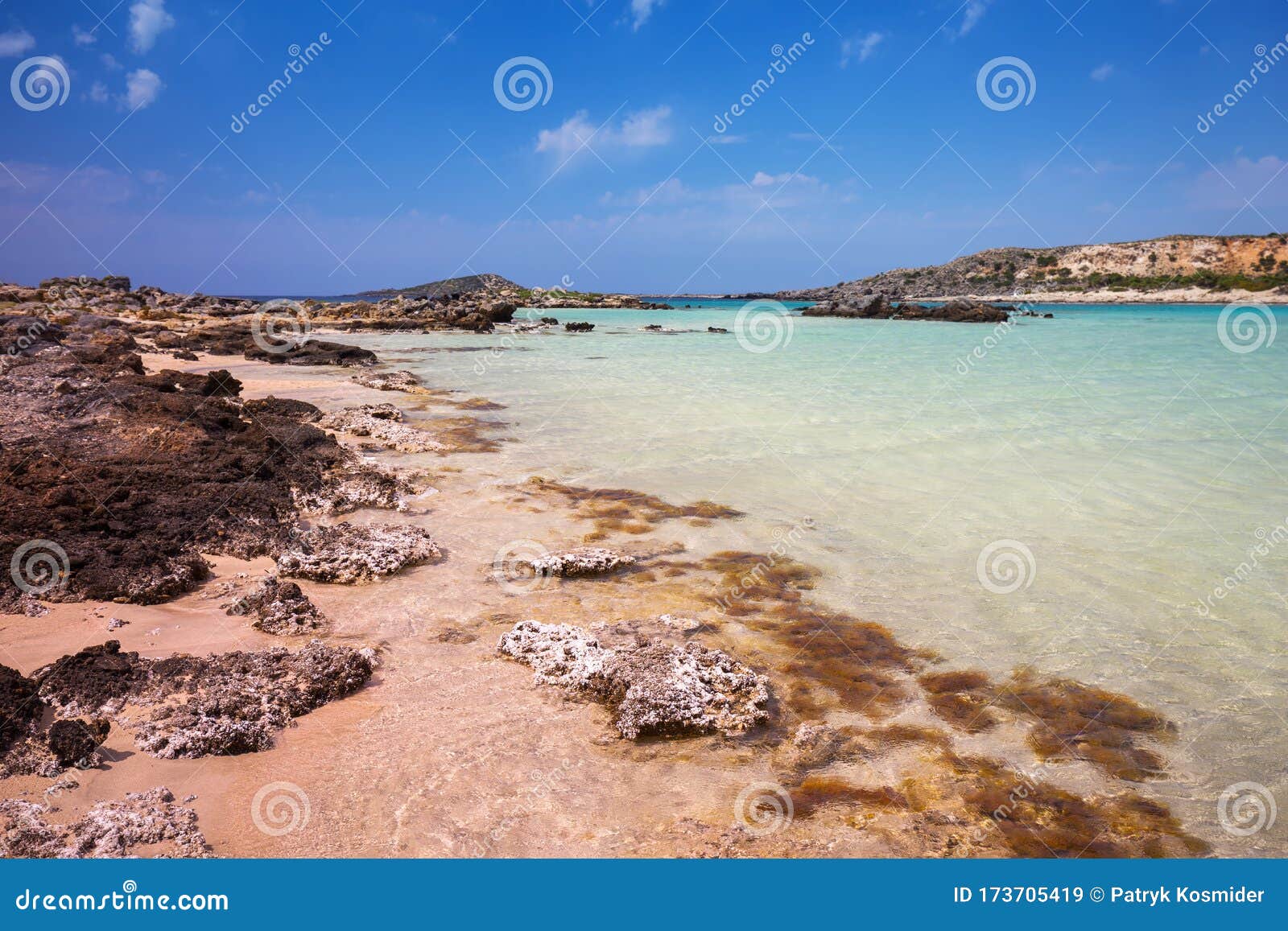 Elafonissi Beach with Pink Sand on Crete, Greece Stock Image - Image of ...