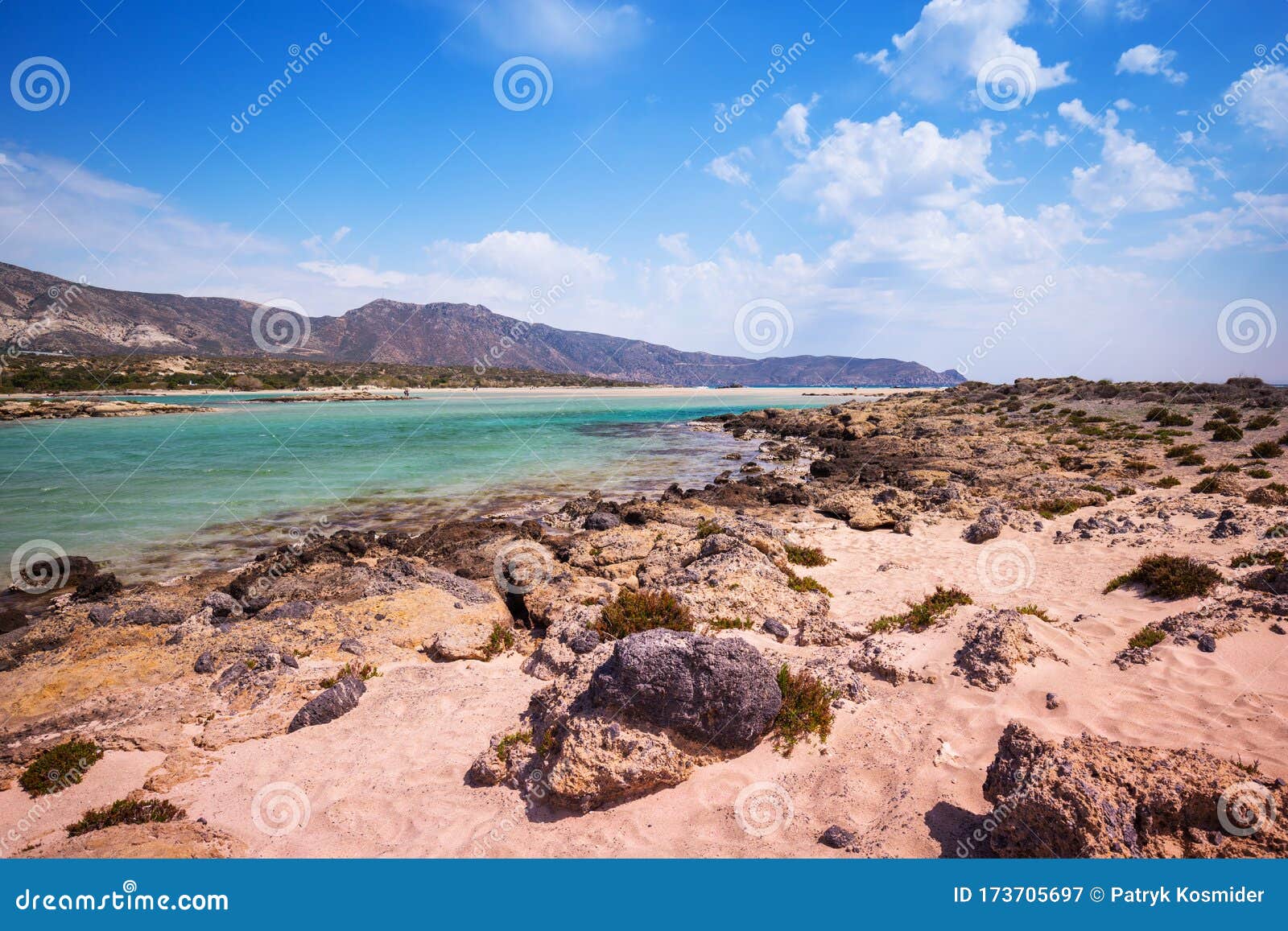 Elafonissi Beach with Pink Sand on Crete, Greece Stock Image - Image of ...