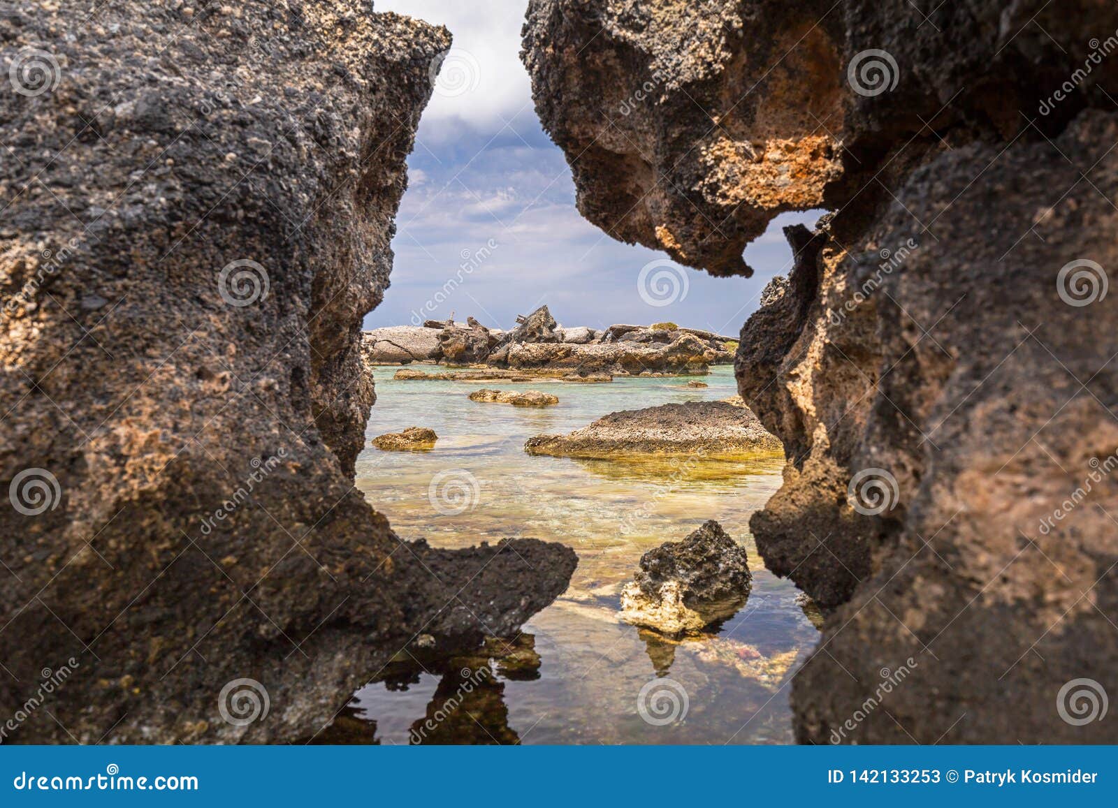 Elafonissi Beach with Rock Cave on Crete, Greece Stock Image - Image of ...