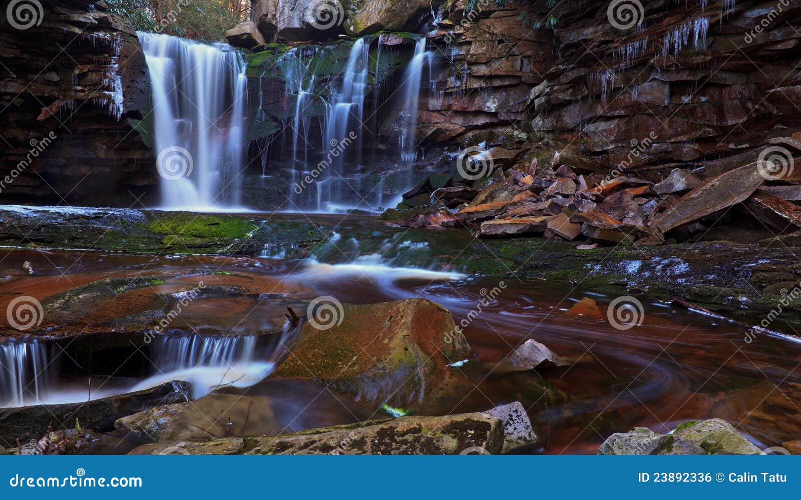 Elakala Waterfalls in Early Spring Stock Photo - Image of natural, mist ...