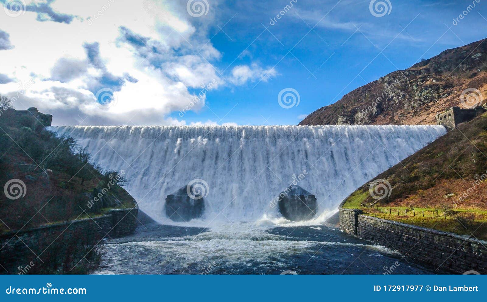 Elan Valley Waterfall Overflowing Heavy Water Editorial Photography ...