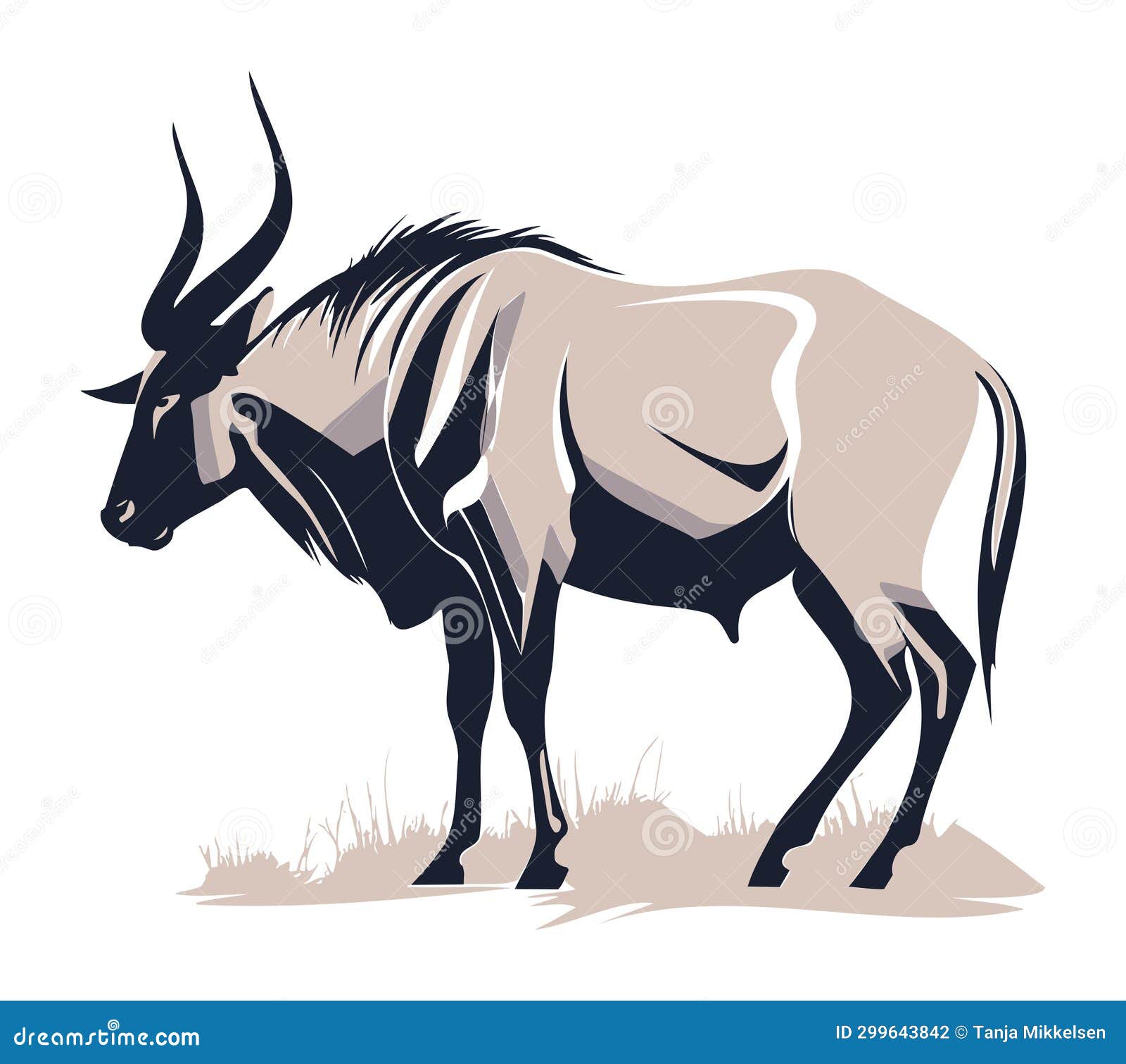 The Giant Eland Taurotragus Derbianus, Hand Draw Sketch Vector ...