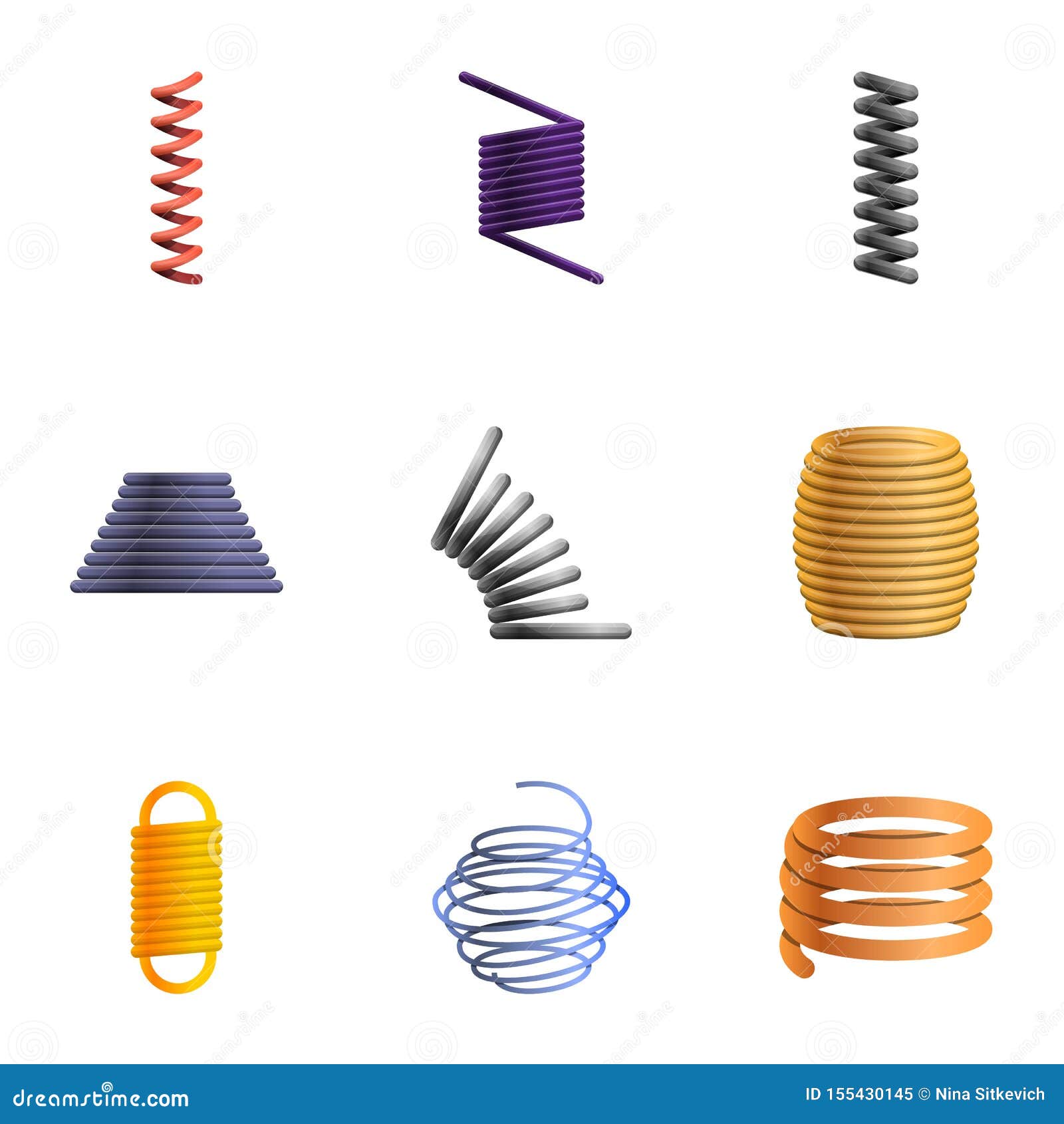 Elastic Coil Spring Icon Set, Cartoon Style Stock Vector - Illustration ...