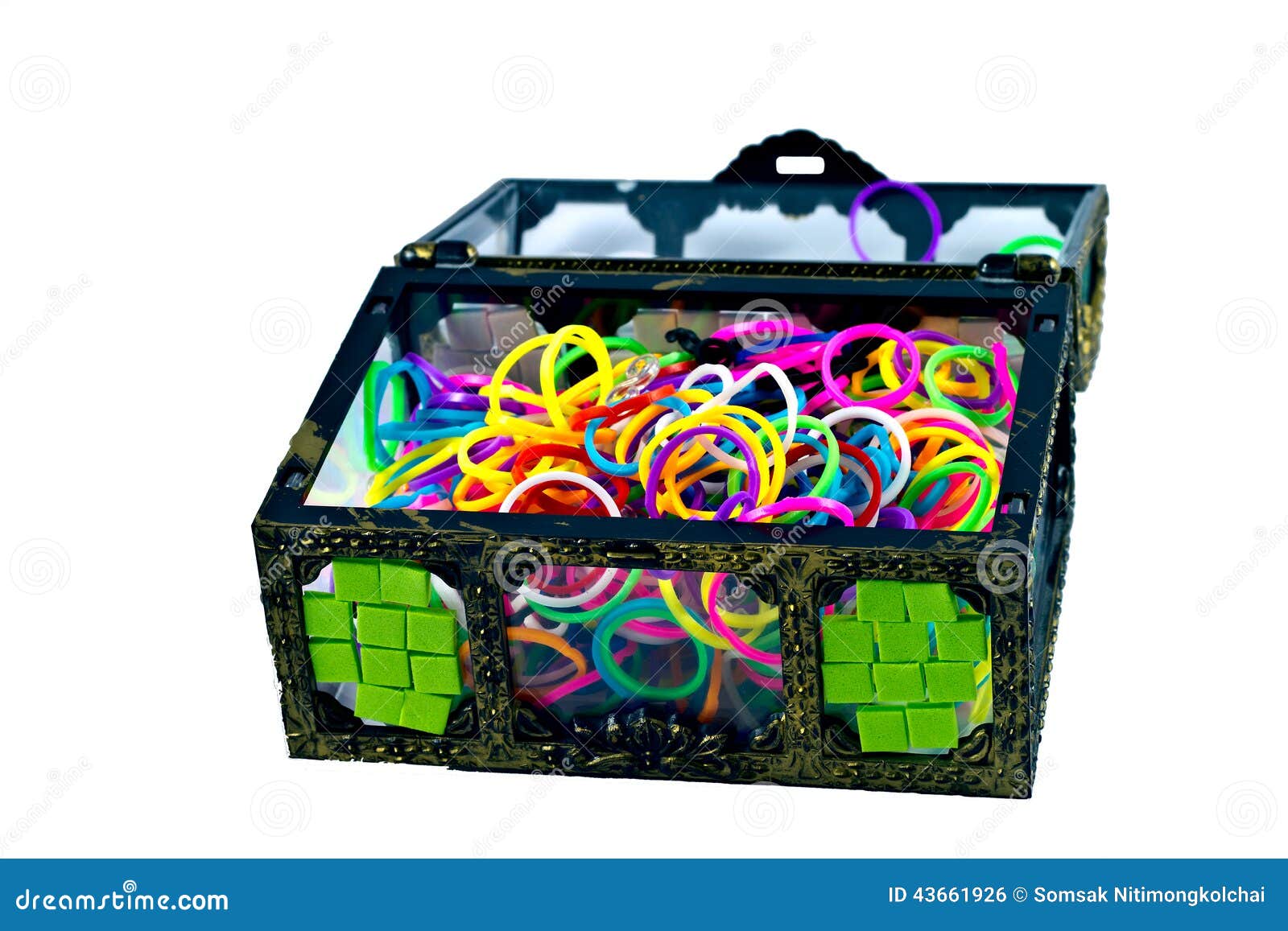 Elastic Loom Bands Color Full In Side Box Isolate On White Background ...