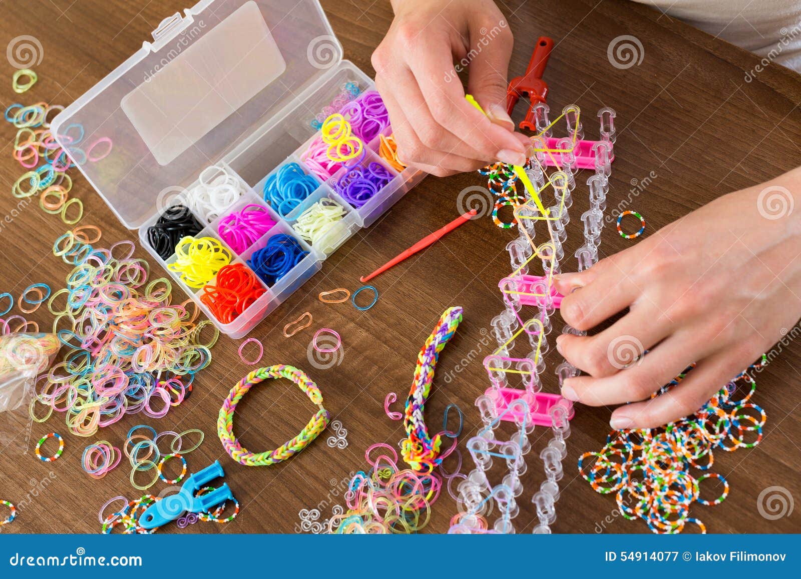 Elastic Loom Bands for Needlework Stock Image - Image of home, making ...