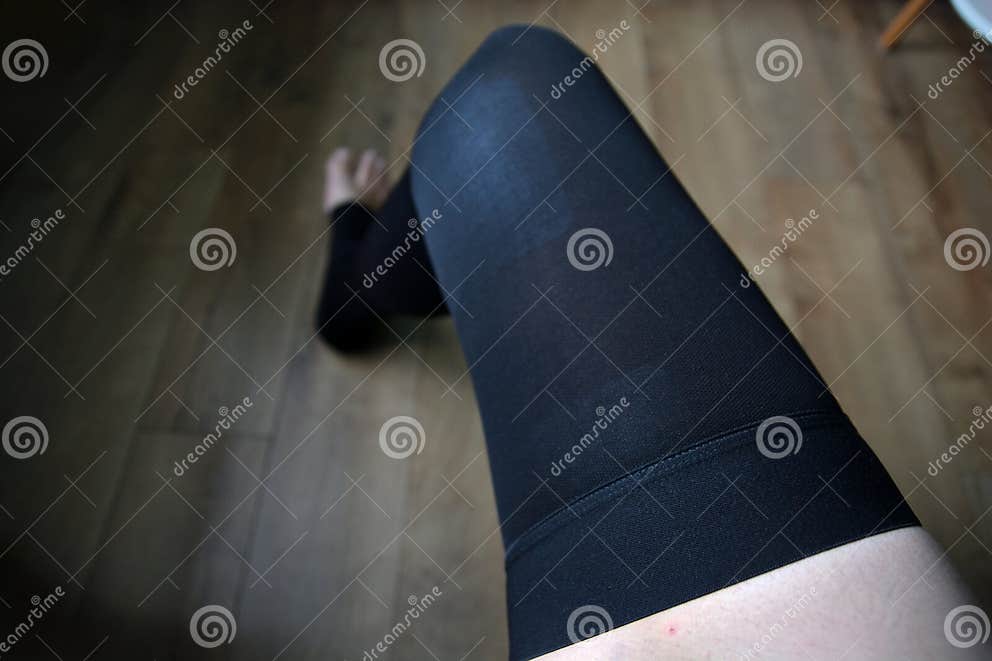 Elastic Medical Compression Stocking on the Leg Stock Image - Image of ...