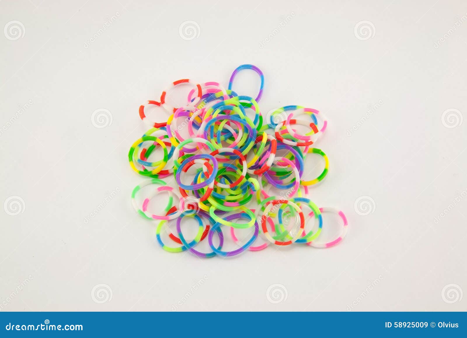 Elastic Rainbow Loom Bands on White Background Stock Image - Image of ...