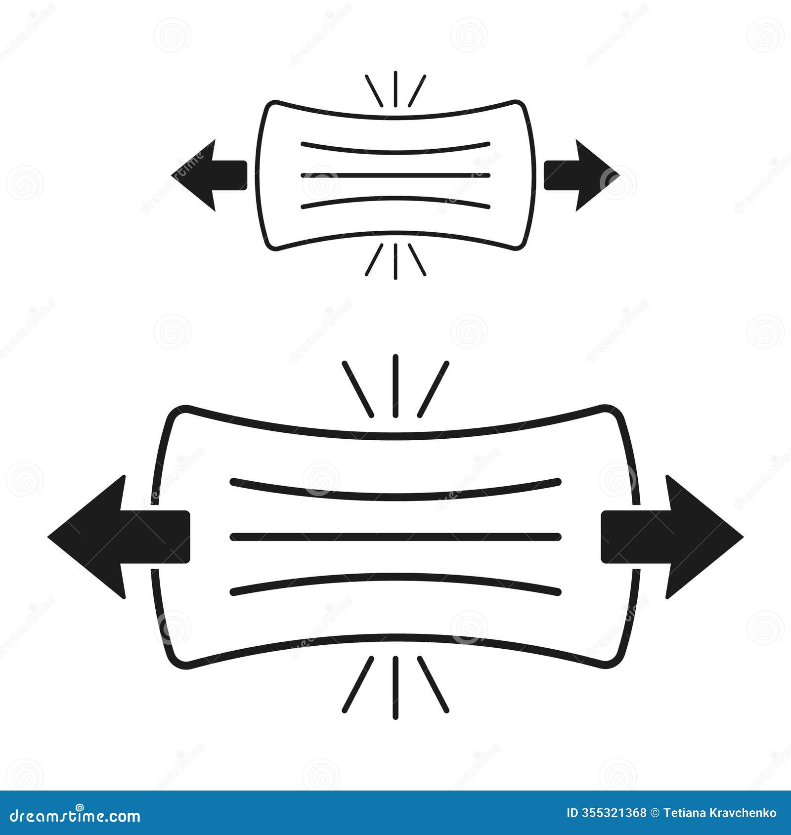 Elastic Stretch Icon. Black and White Arrows. Abstract Flexibility ...