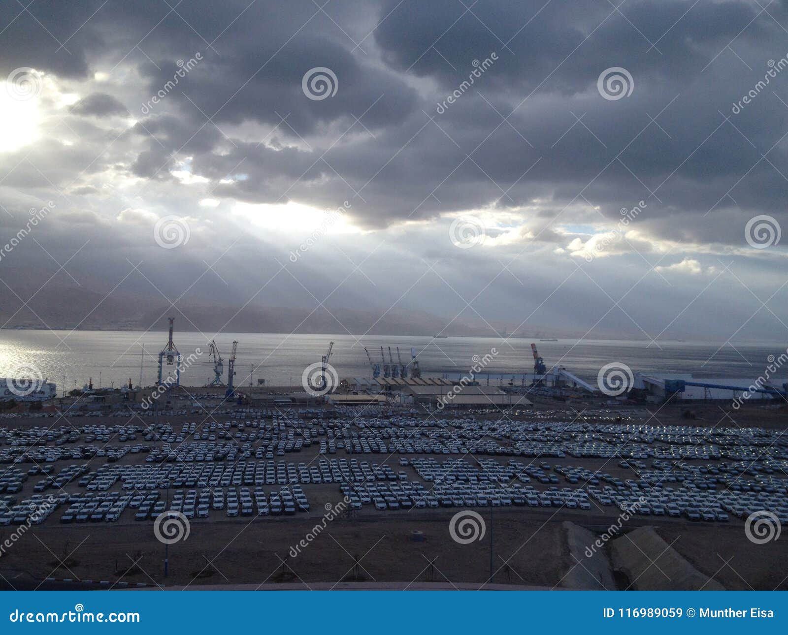 Elat port stock image. Image of view, clouds, stunning - 116989059