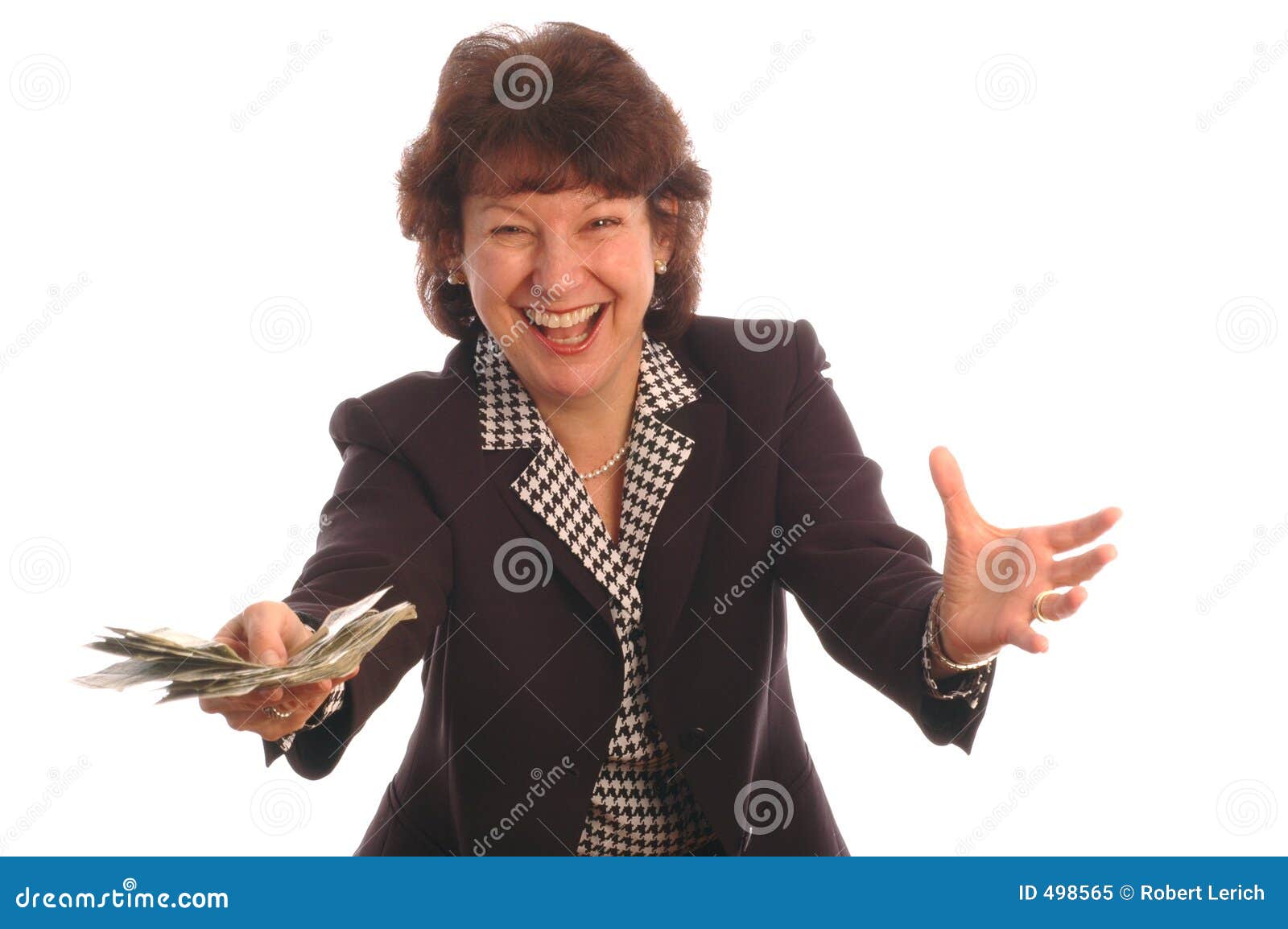 Elated woman with cash 412 stock image. Image of pretty - 498565