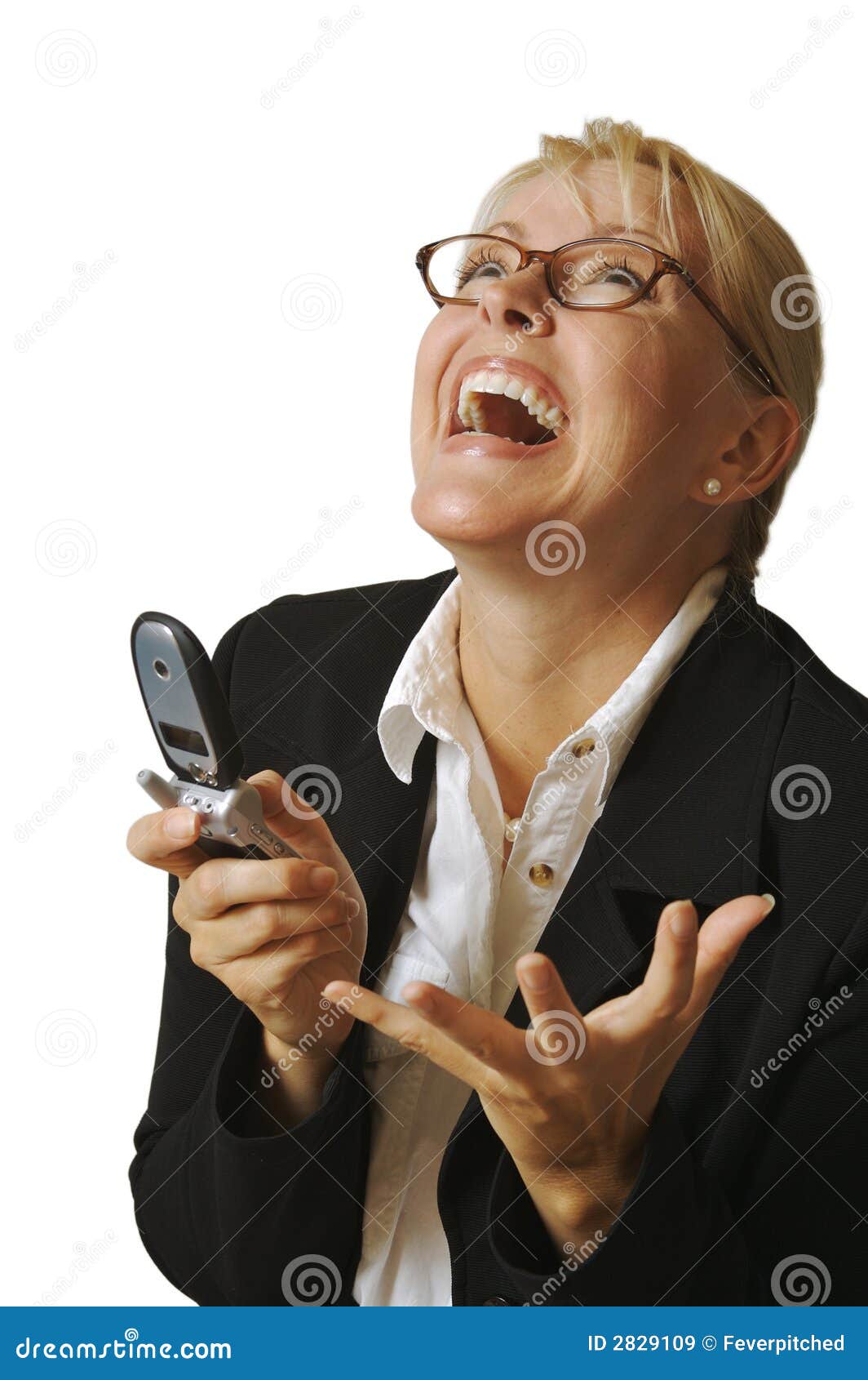 Elated Woman Using Cell Phone Stock Image - Image of good, girl: 2829109