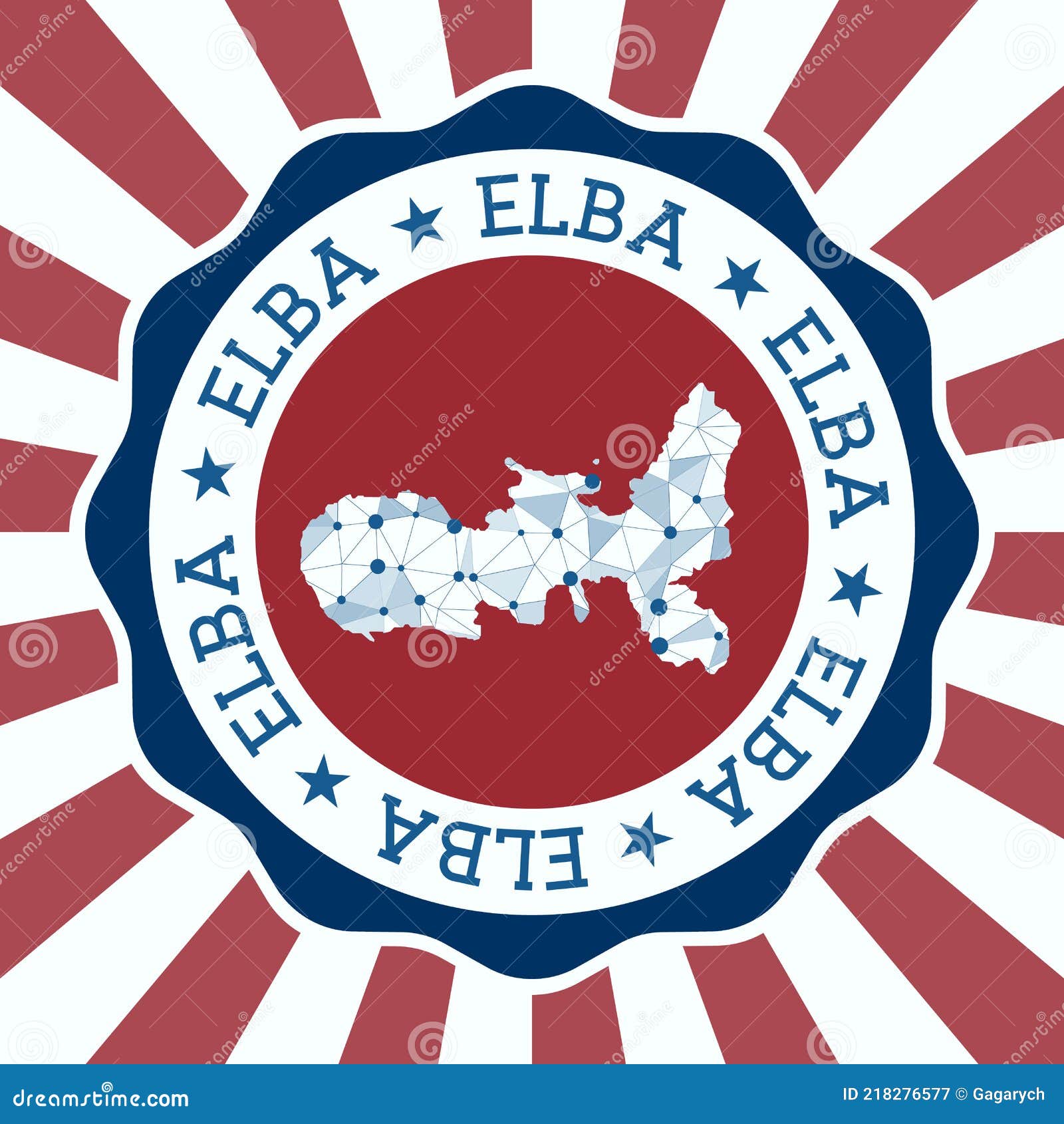 Elba Logo. Map Of Elba With Island Name And Flag. Cartoon Vector ...