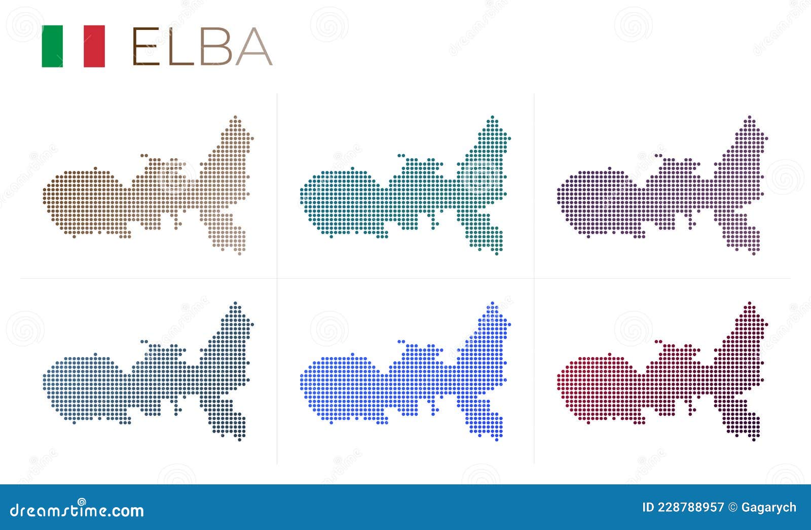 Elba dotted map set. stock vector. Illustration of circle - 228788957