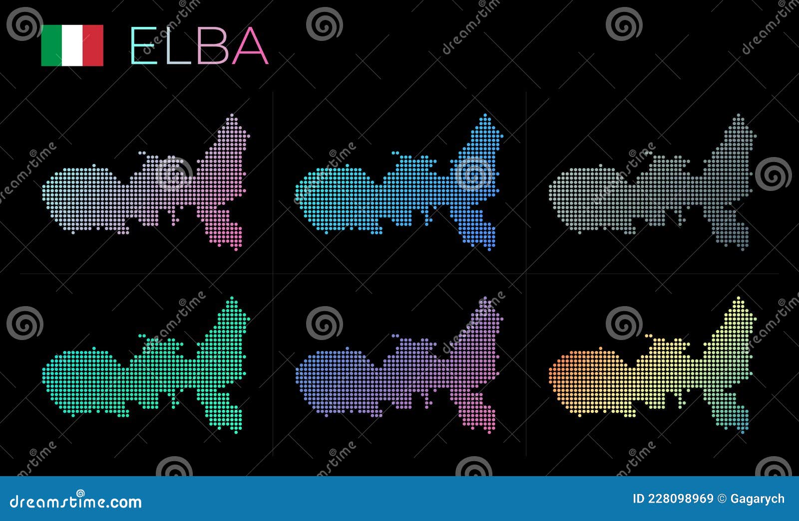 Elba dotted map set. stock vector. Illustration of border - 228098969