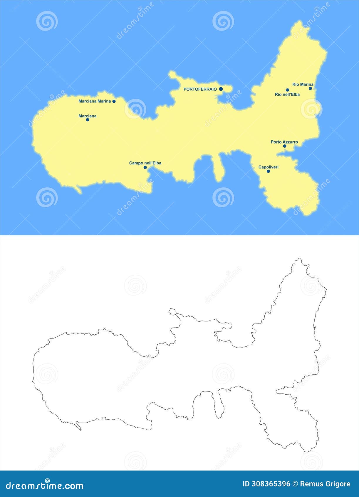 Elba Island Map - Cdr Format Stock Vector - Illustration of additional ...