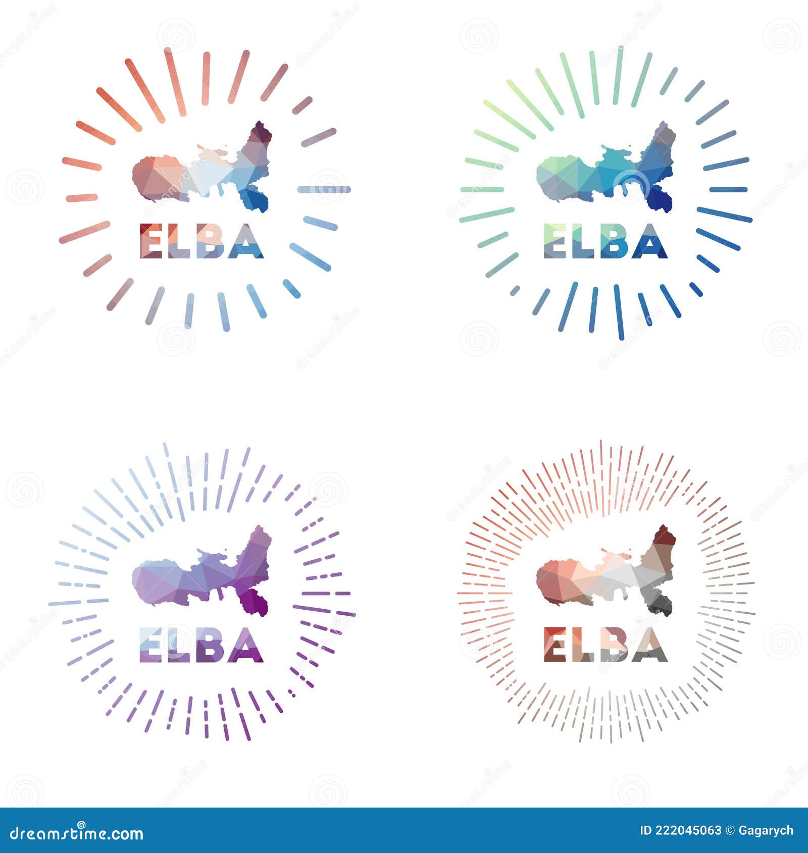 Elba Logo. Map Of Elba With Island Name And Flag. Cartoon Vector ...