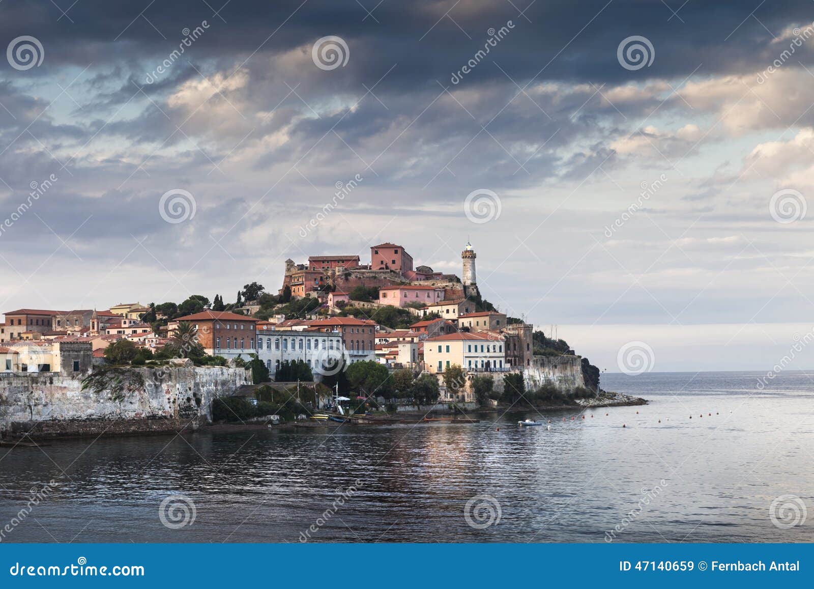 Elba from the sea stock image. Image of ferry, home, harbor - 47140659