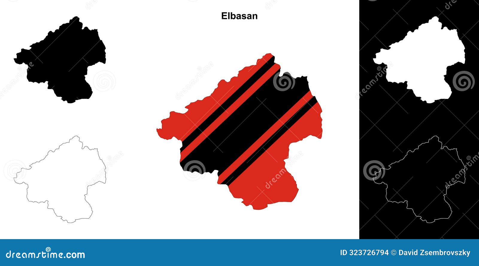 Elbasan outline map stock vector. Illustration of region - 323726794