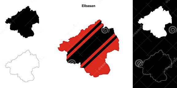 Elbasan outline map stock vector. Illustration of region - 323726794