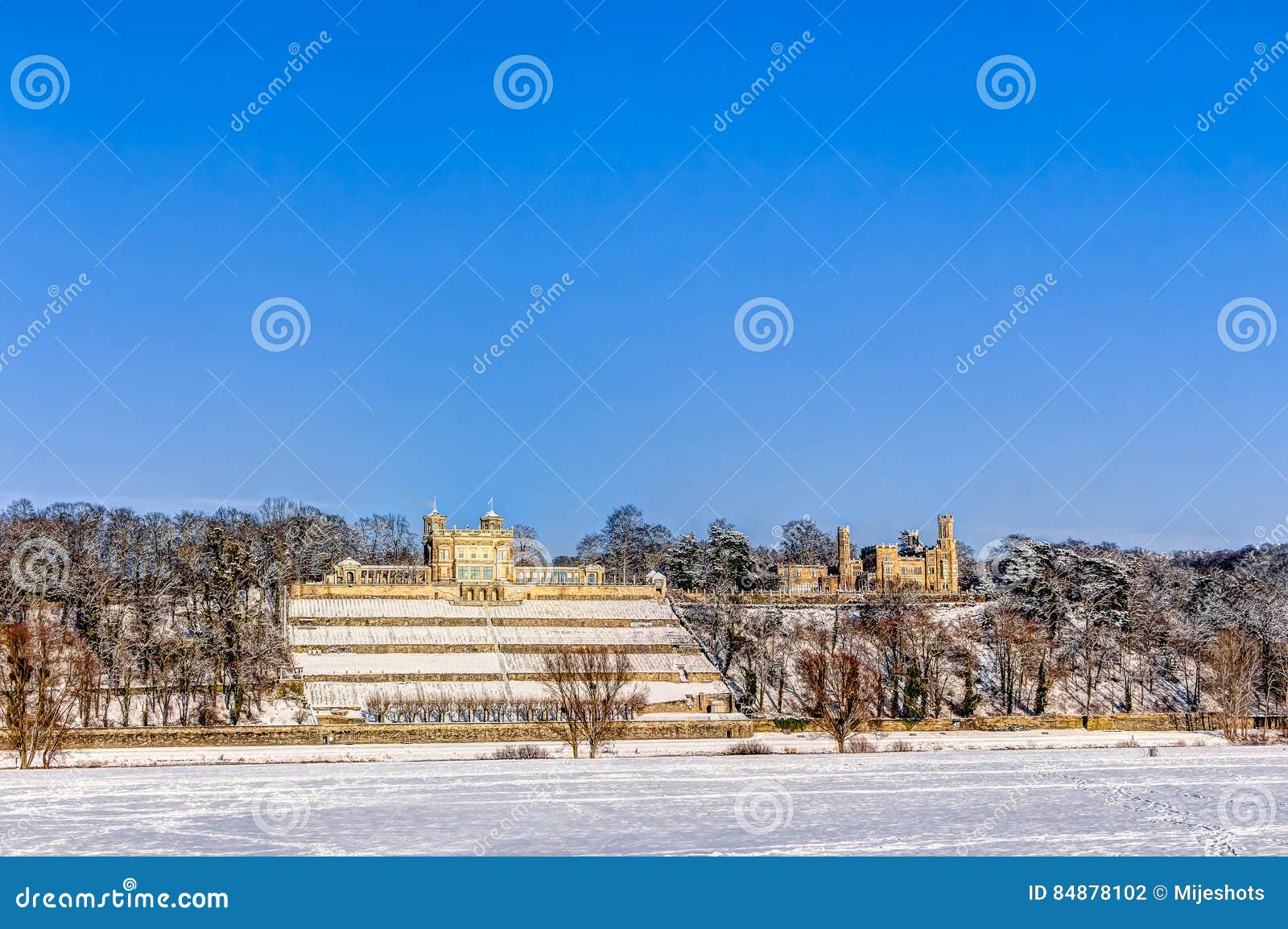 Elbe River Valley in Winter in Dresden Stock Photo - Image of buildings ...