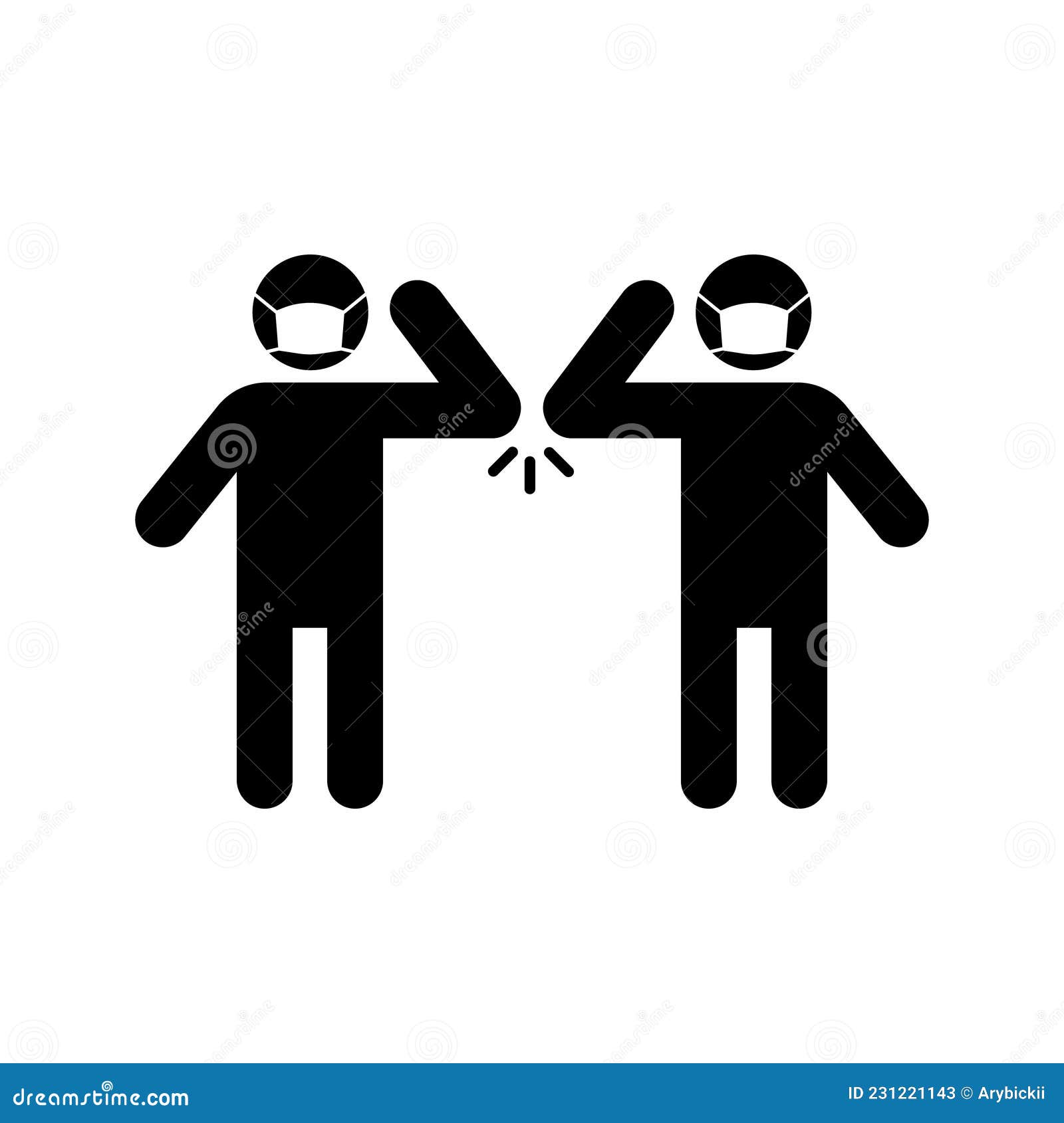 Elbow Bump. People Greeting without Hands. Vector Illustratio Stock ...