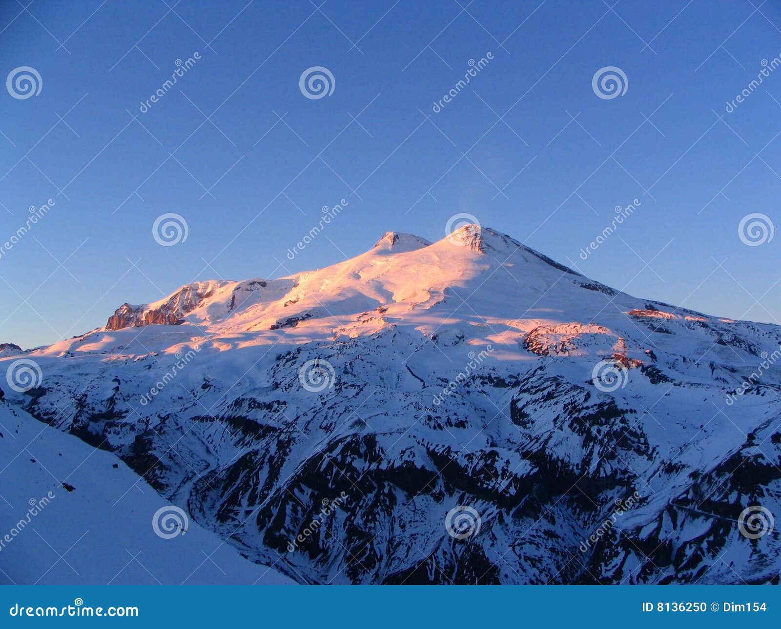 Elbrus in the Winter Evening Stock Photo - Image of frost, elbrus: 8136250