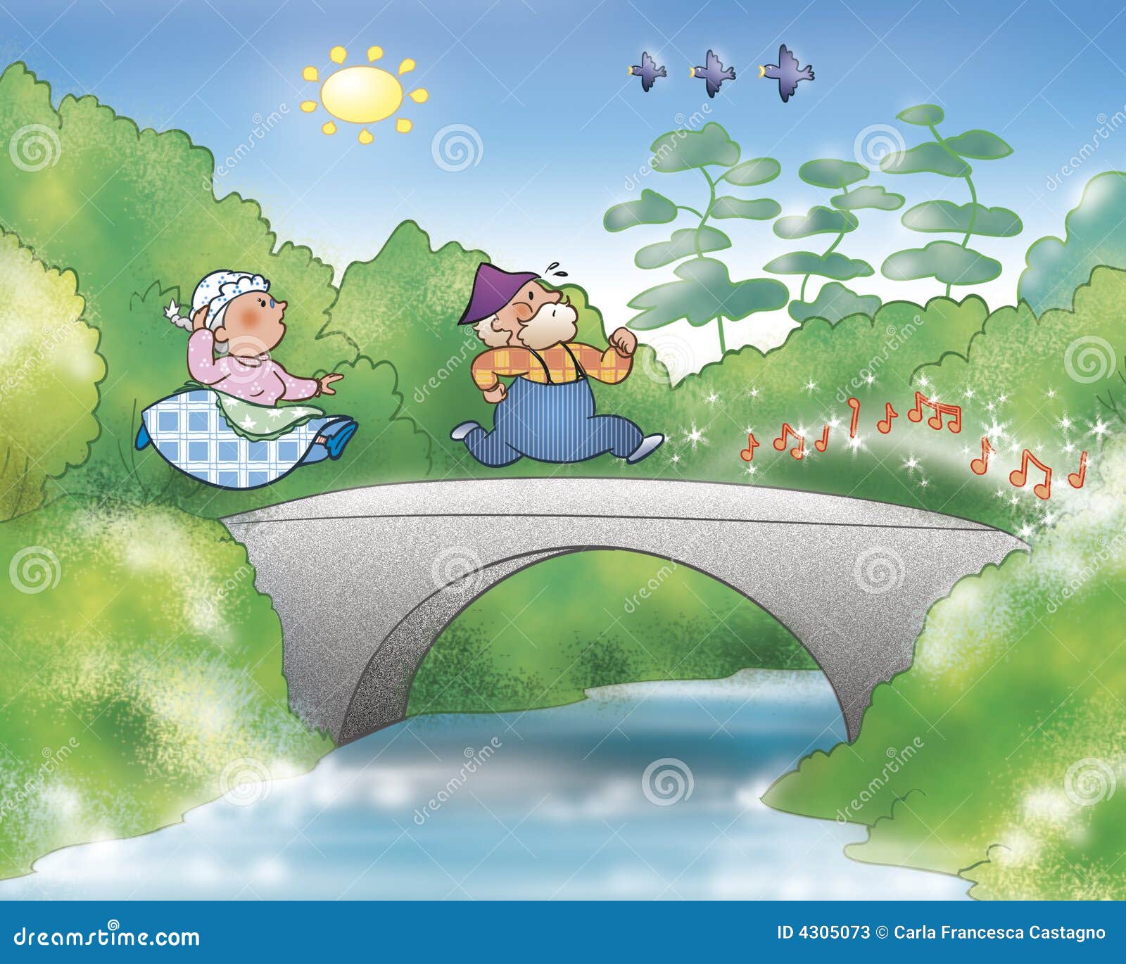 Elder countrymen running stock illustration. Illustration of scene ...