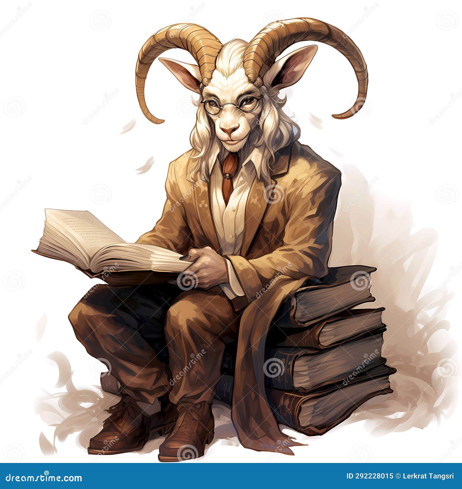 Elder goat reading a book stock illustration. Illustration of monument ...