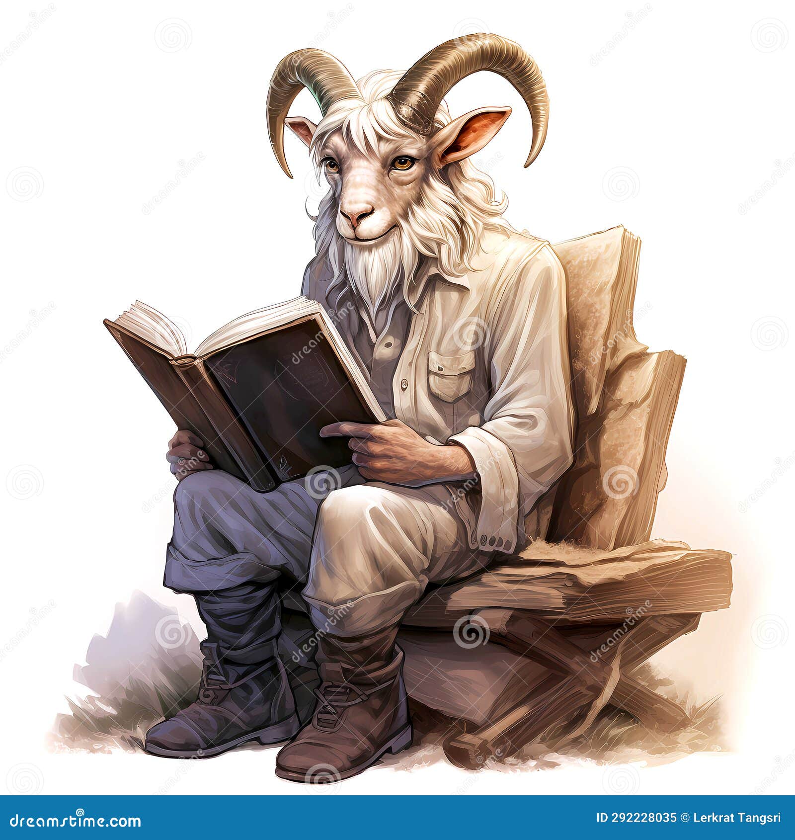 Elder goat reading a book stock illustration. Illustration of elder ...