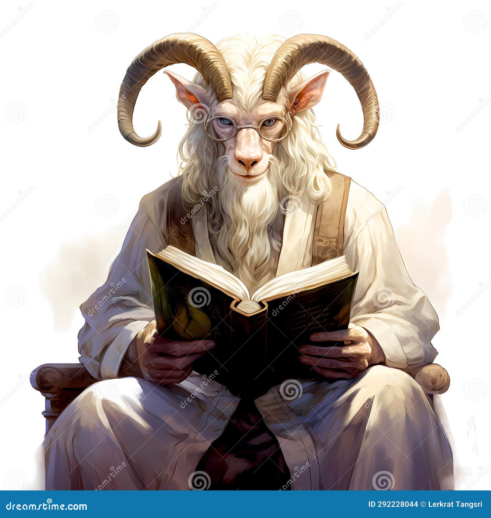 Elder goat reading a book stock illustration. Illustration of mammal ...